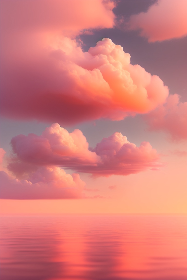 Lexica - Dreamy peach-colored sky with realistic floating peaches, in ...