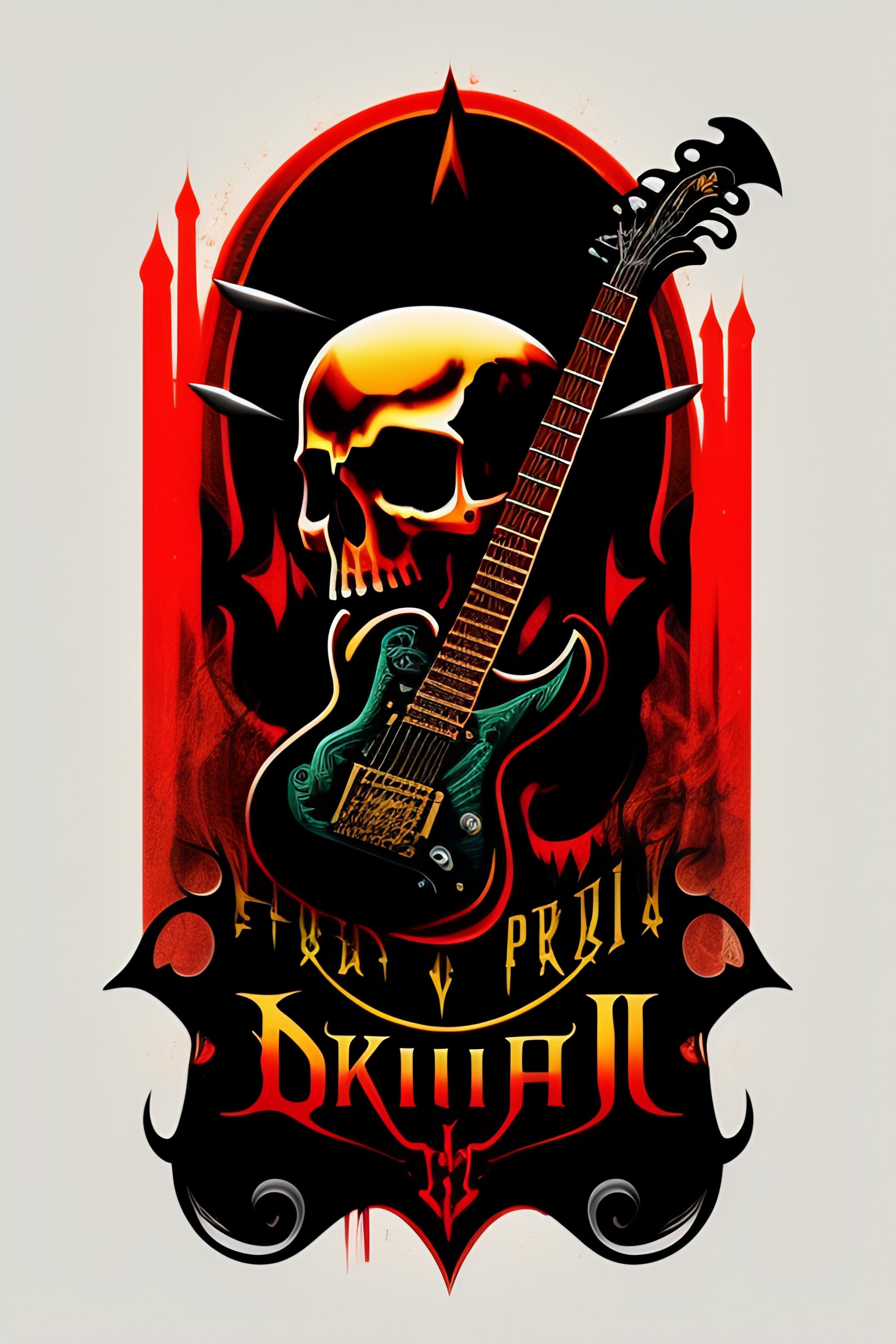 Lexica - Skull punkrock guitar thunder pirate logo