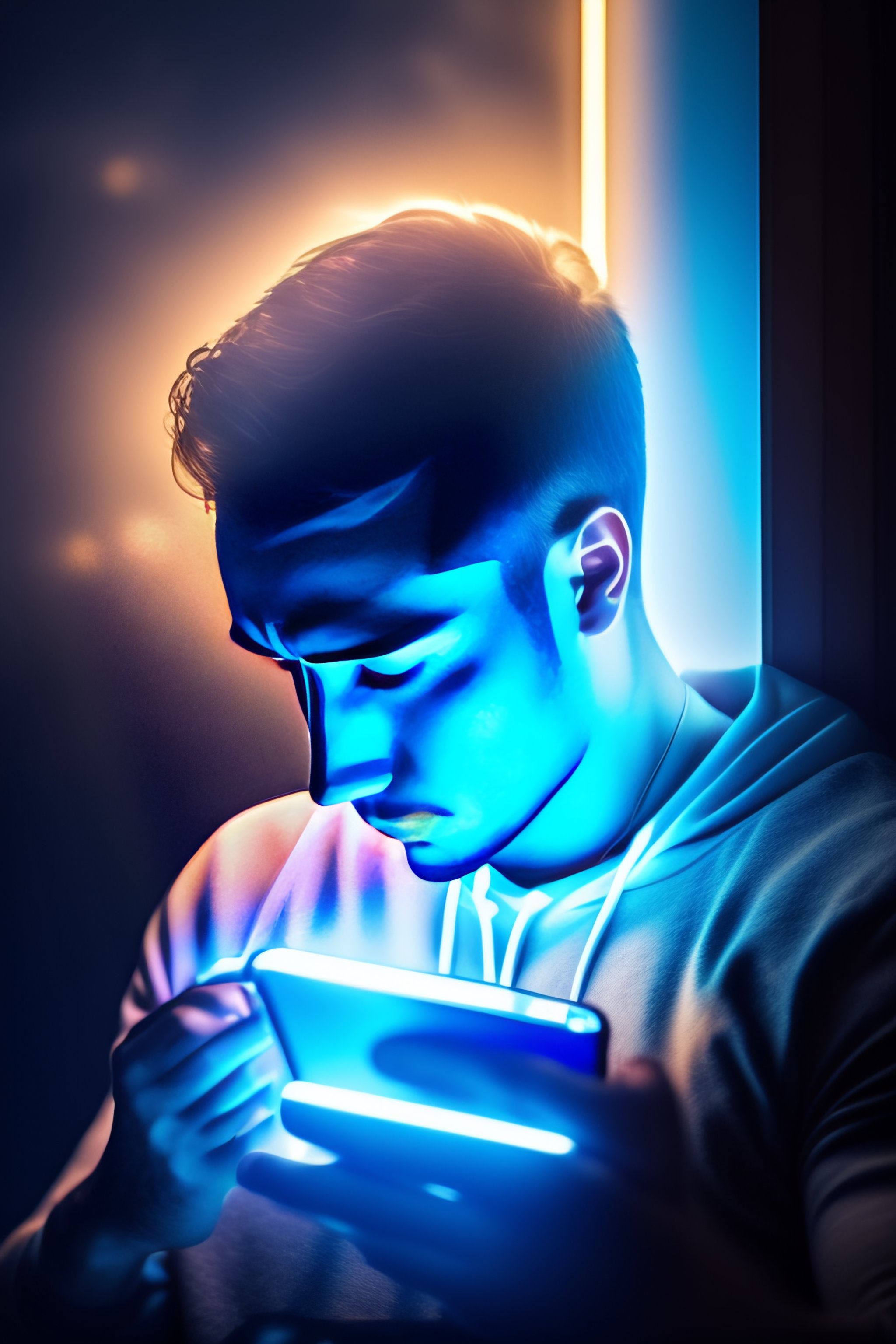 Lexica - The first image shows a person staring intently at their ...