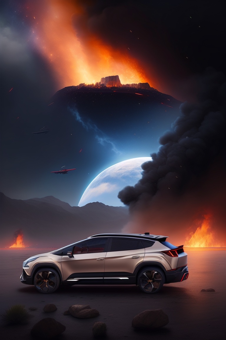 Lexica - The end of the world, asteroid, fire everywhere, damaged cars ...