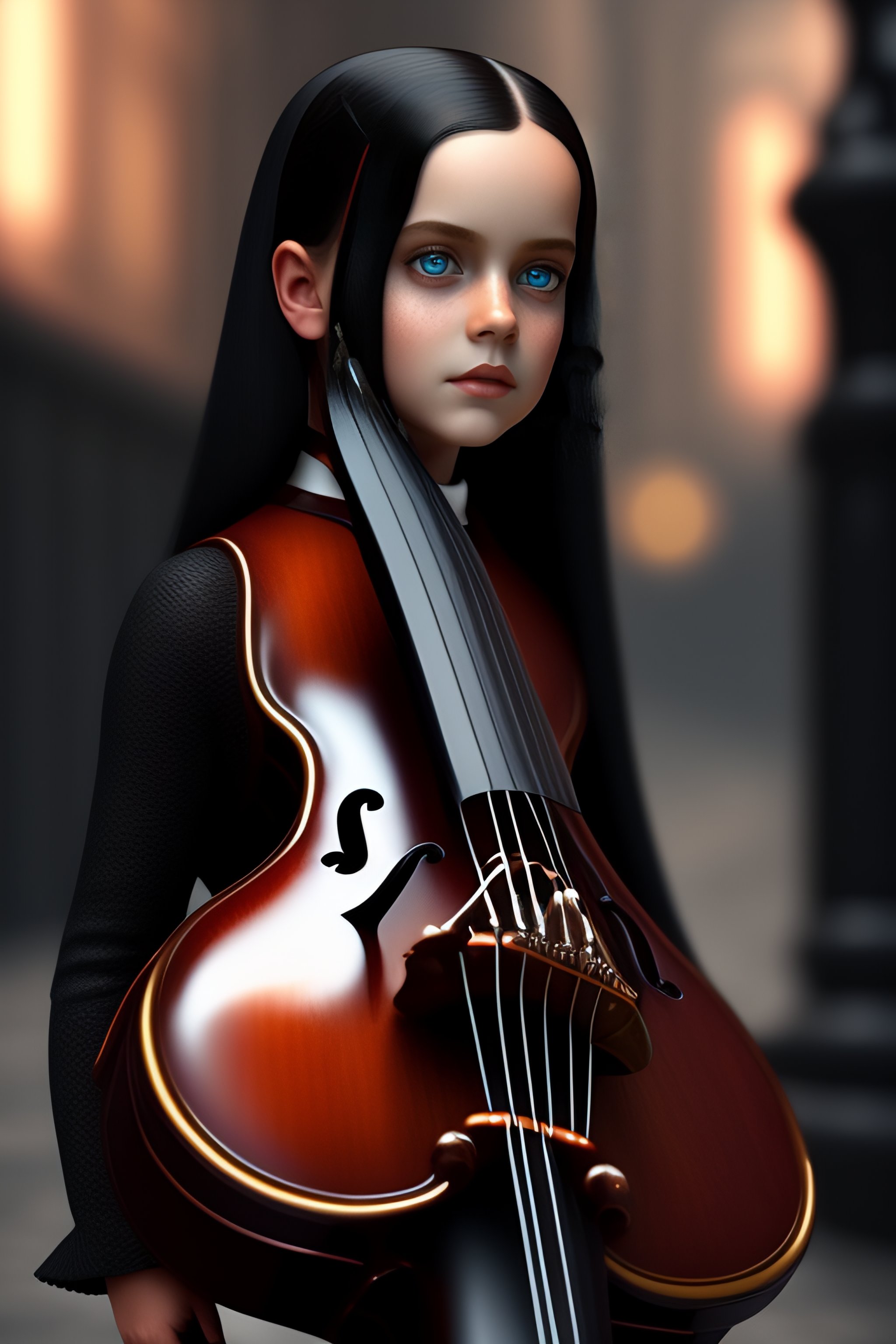 Lexica - Young Wednesday Addams stunning cyberpunk steampunk playing ...