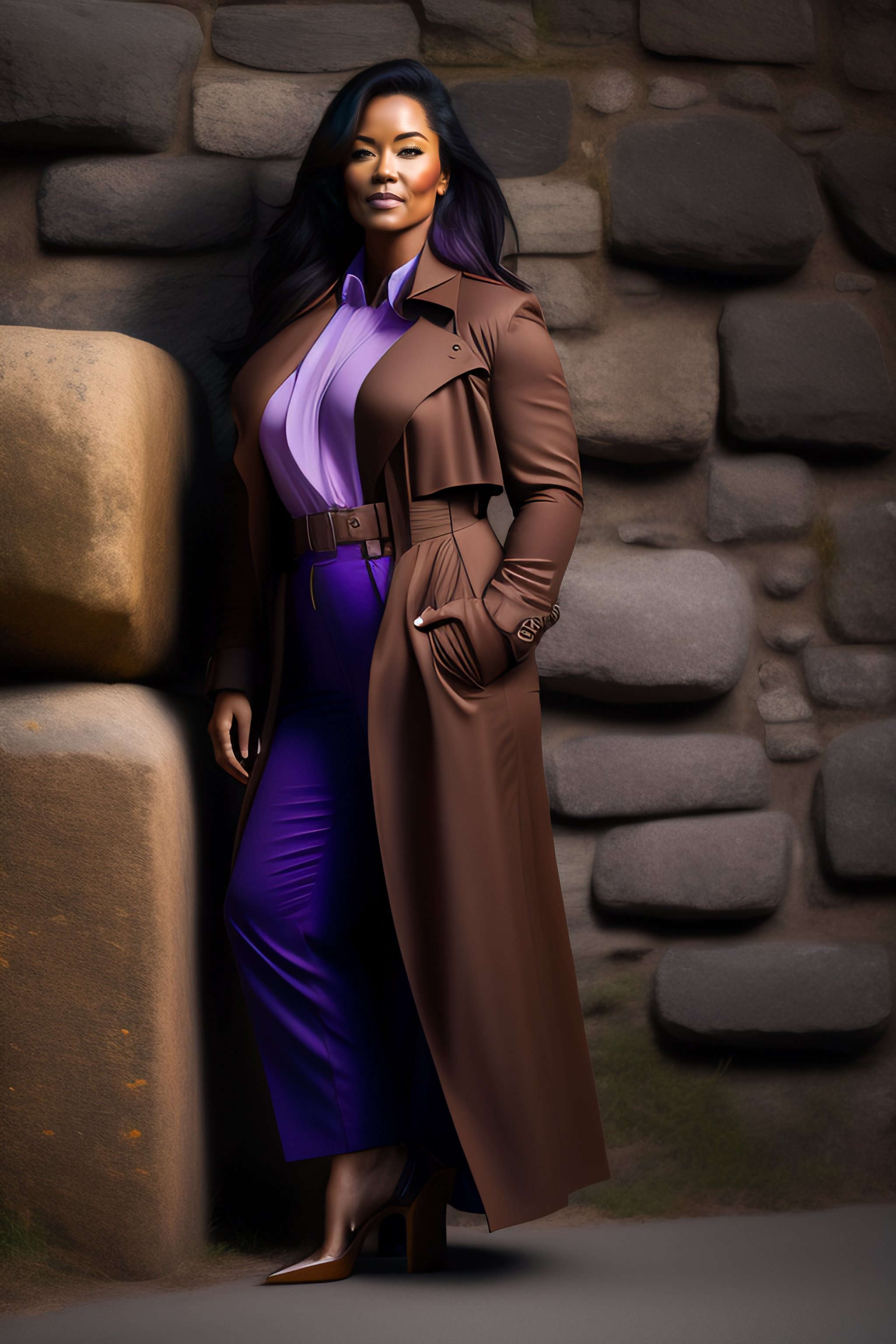 Lexica - A badass modern female gunslinger leaning back against a stone ...