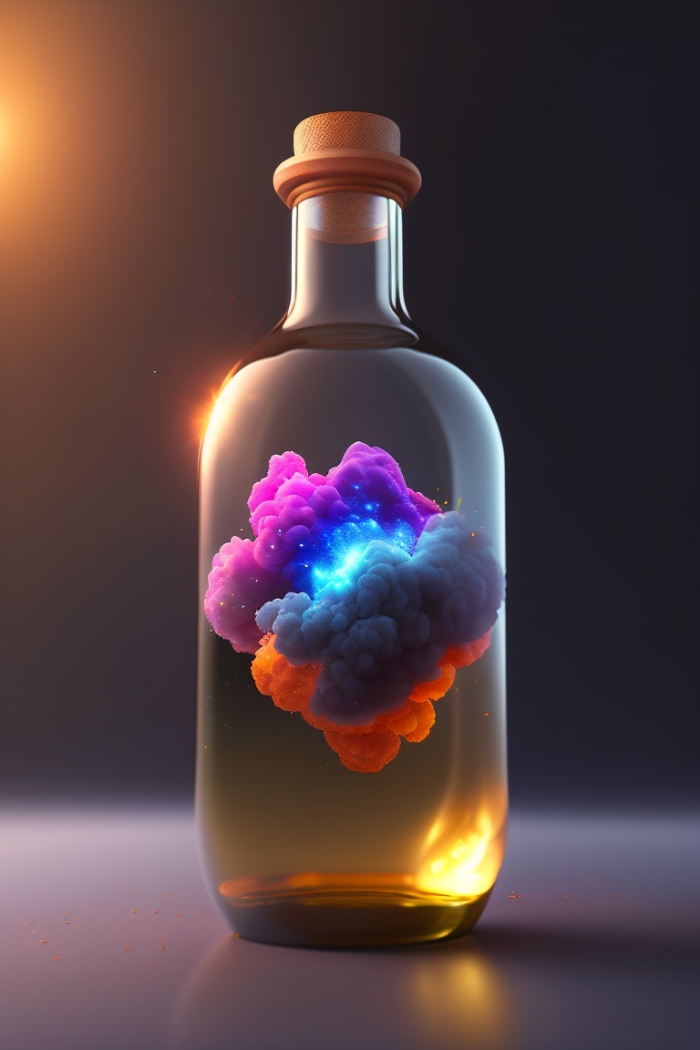 Lexica - Exploding nebula inside a glass bottle, unreal engine render