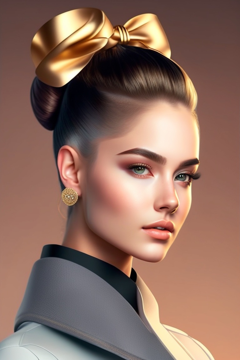 Lexica - Girl with high bun, beutiful eye, short less hair, thin ...