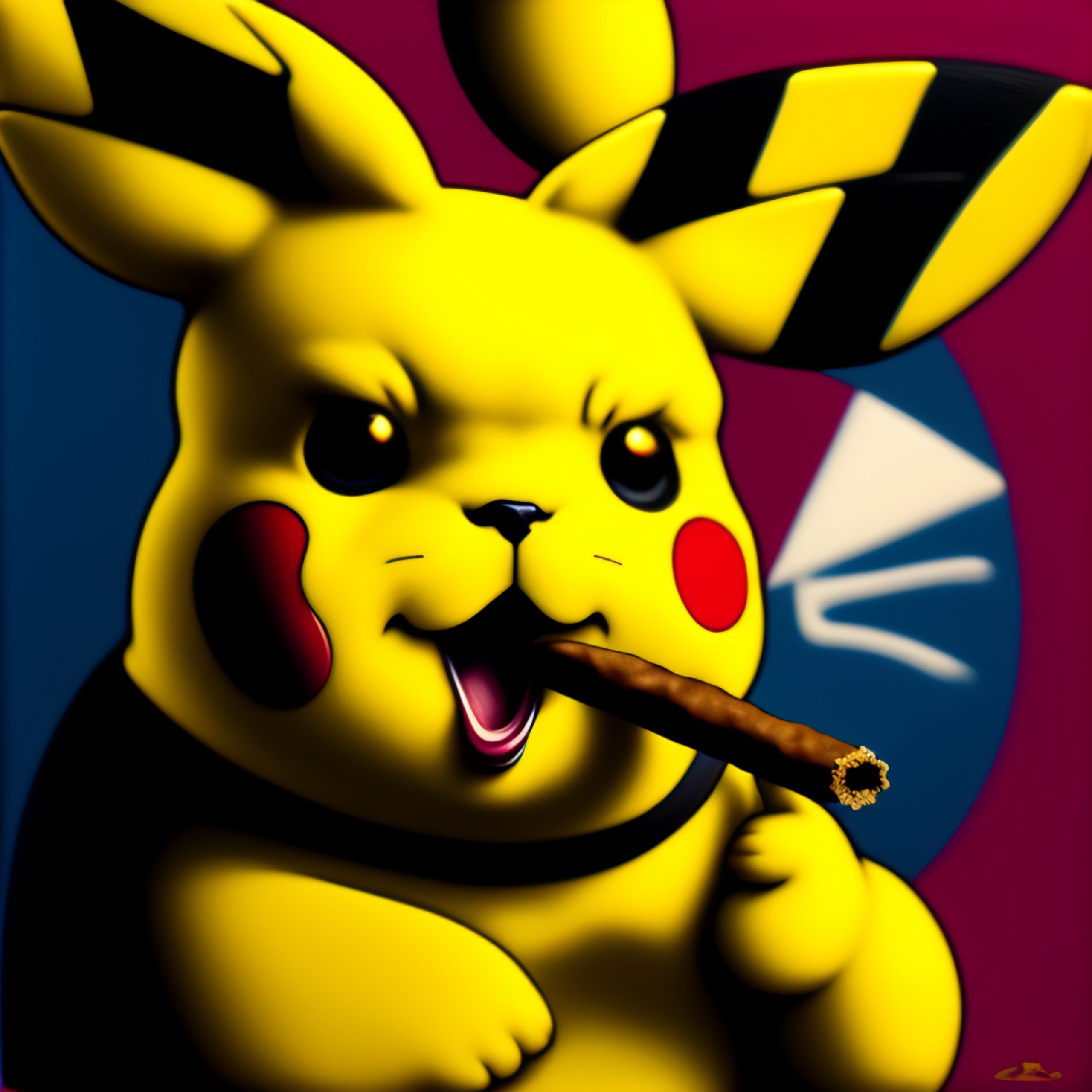 Lexica - Portrait of pikachu smoking a cigar painted by picasso