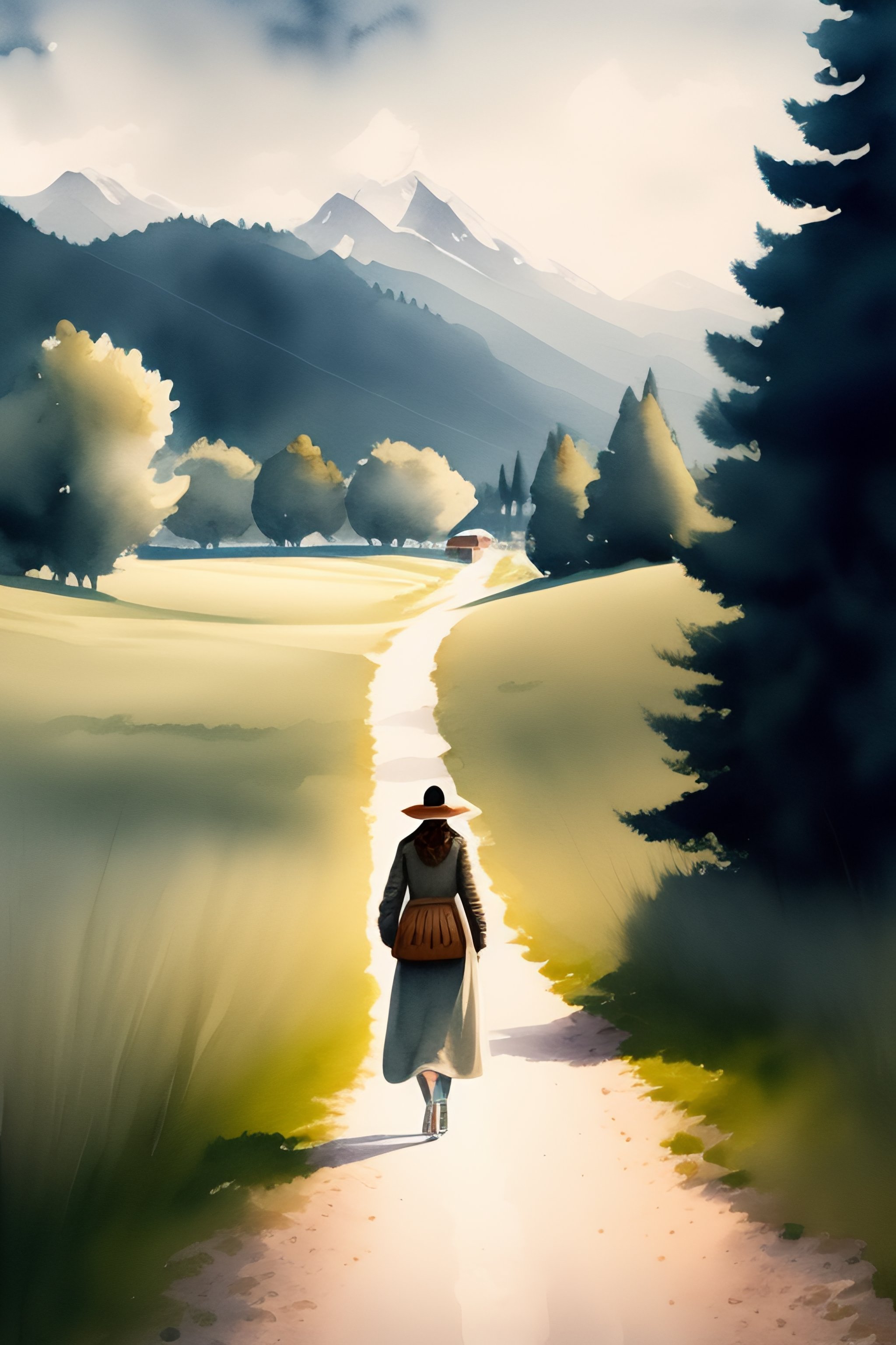 Lexica - Woman walking alone on a rural road in northern Italy in 1943 ...