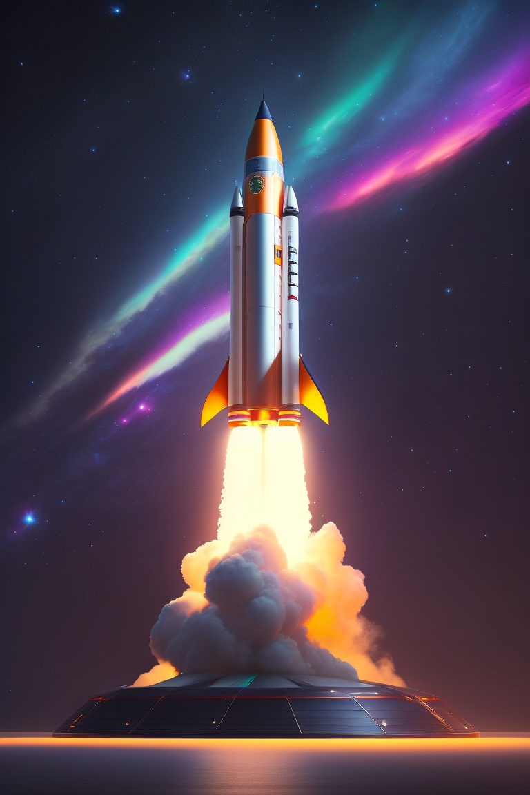 Lexica - Sleek space rocket going to the launchpad. dark stary night ...