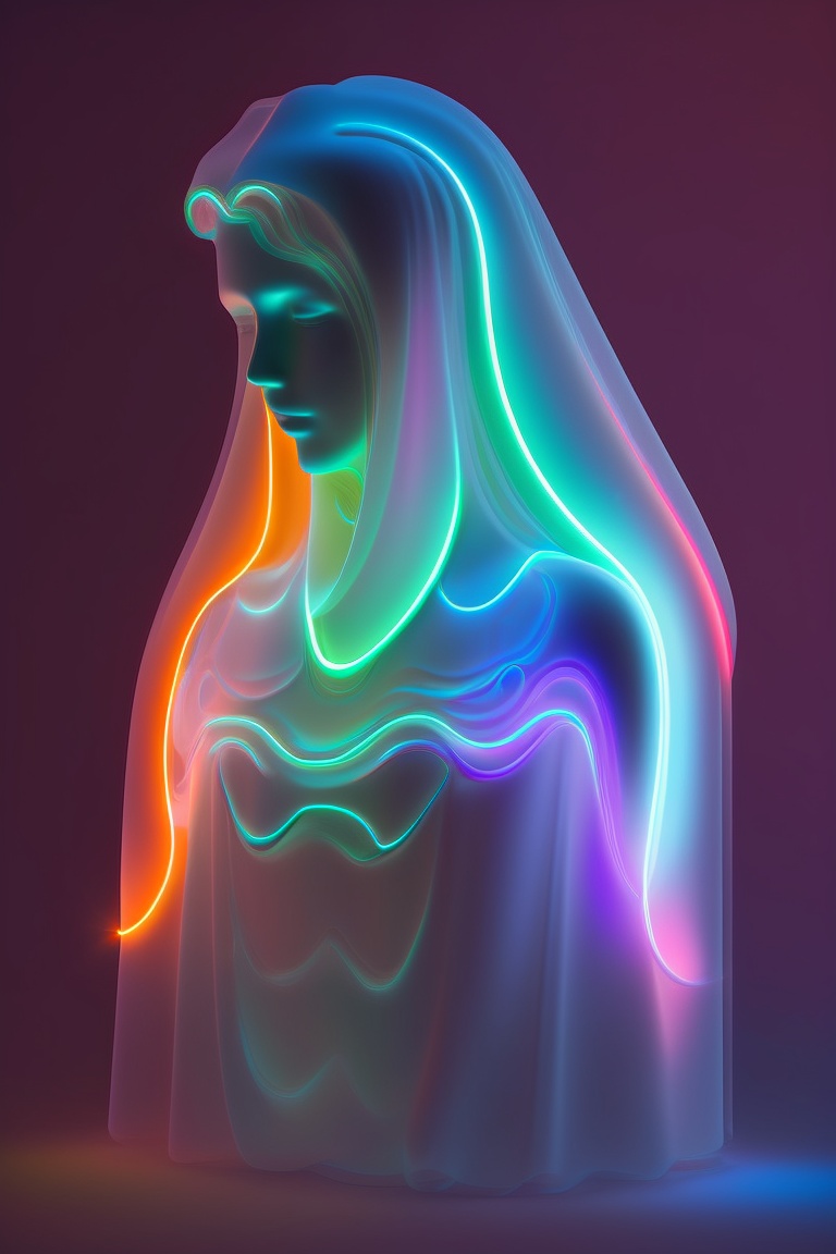 Lexica - An ethereal ghost figure rendered in mesmerizing neon colors ...
