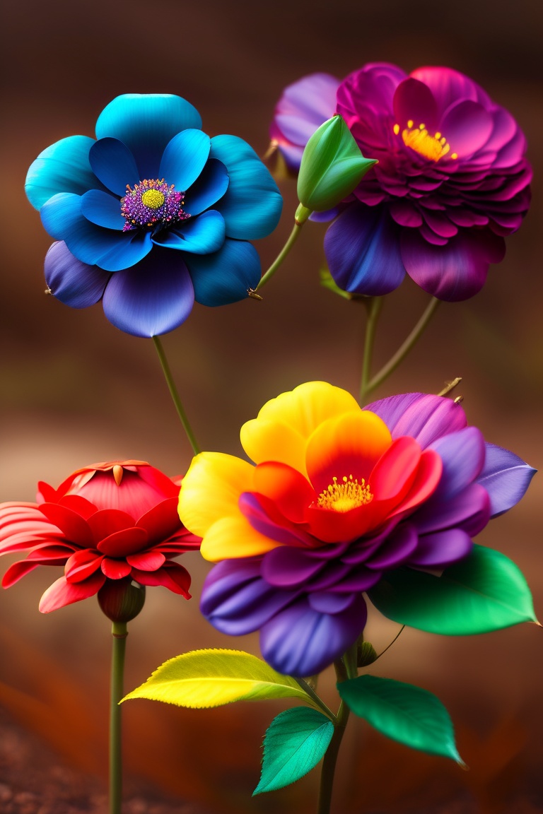 Lexica - Four - Draw four colored flowers. Write "4" below the flowers ...