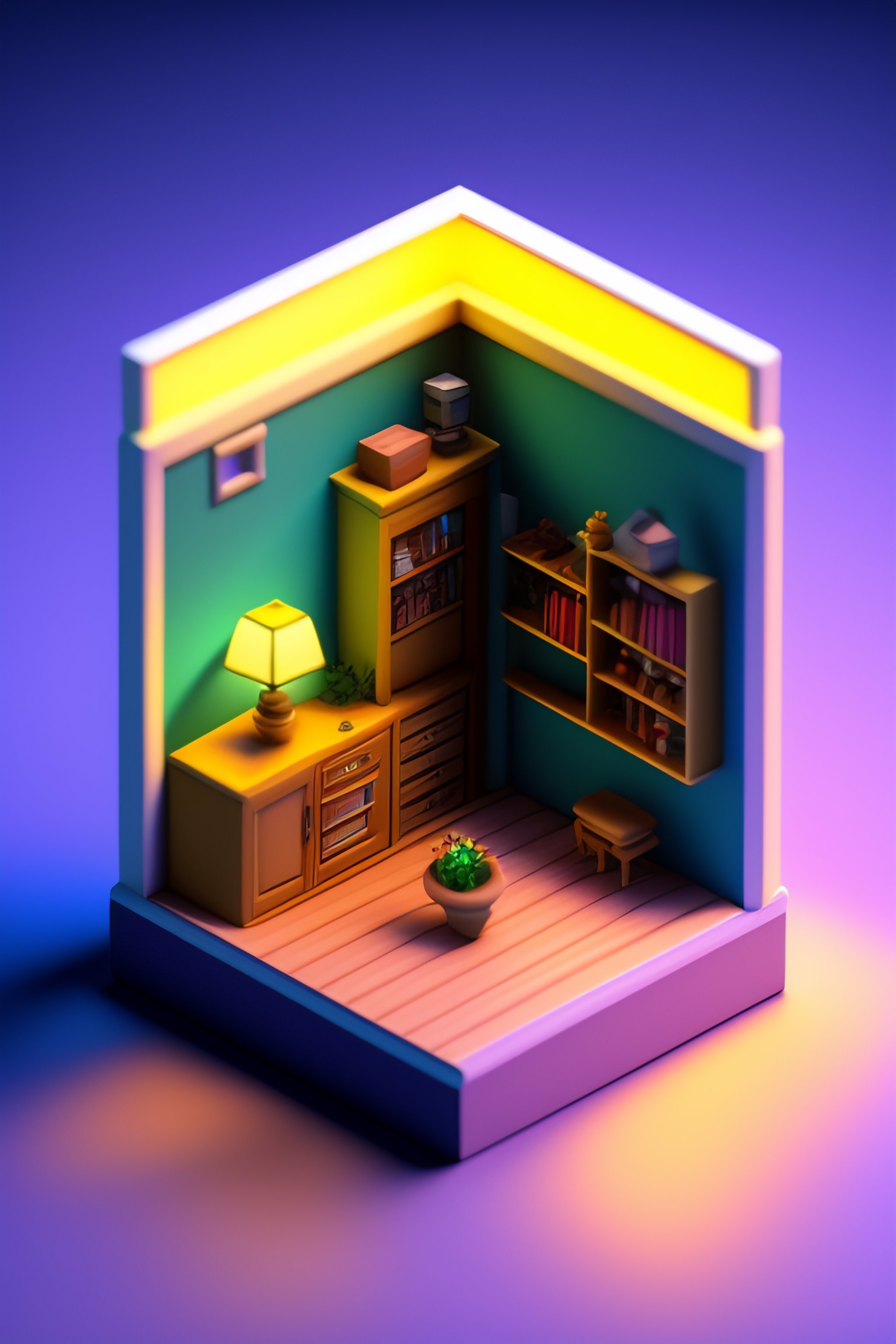 Lexica - The Tiny cute isometric room of Walter white in a cutaway box ...