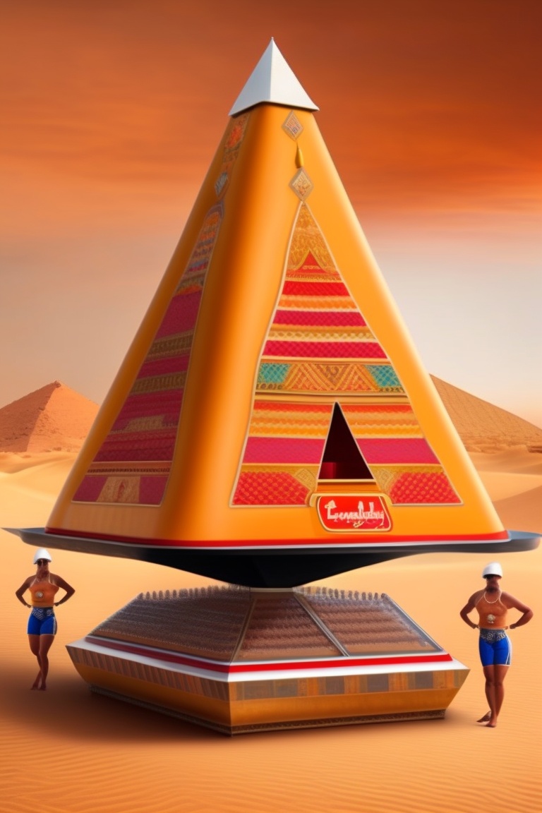 Lexica - A very advanced machine, which is making a pyramid of pizza ...