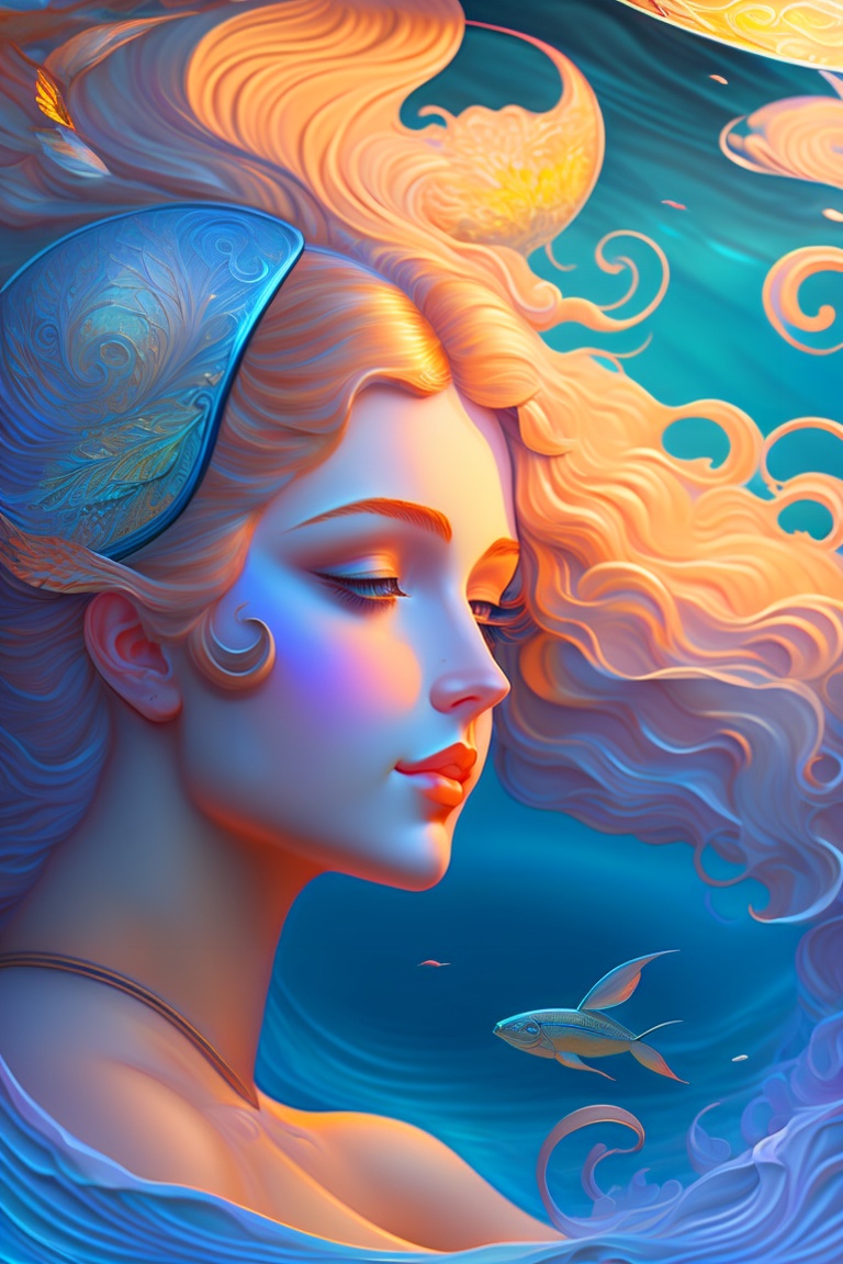 Lexica - Nouveau mermaid realistic animation, alphonse mucha, james ...