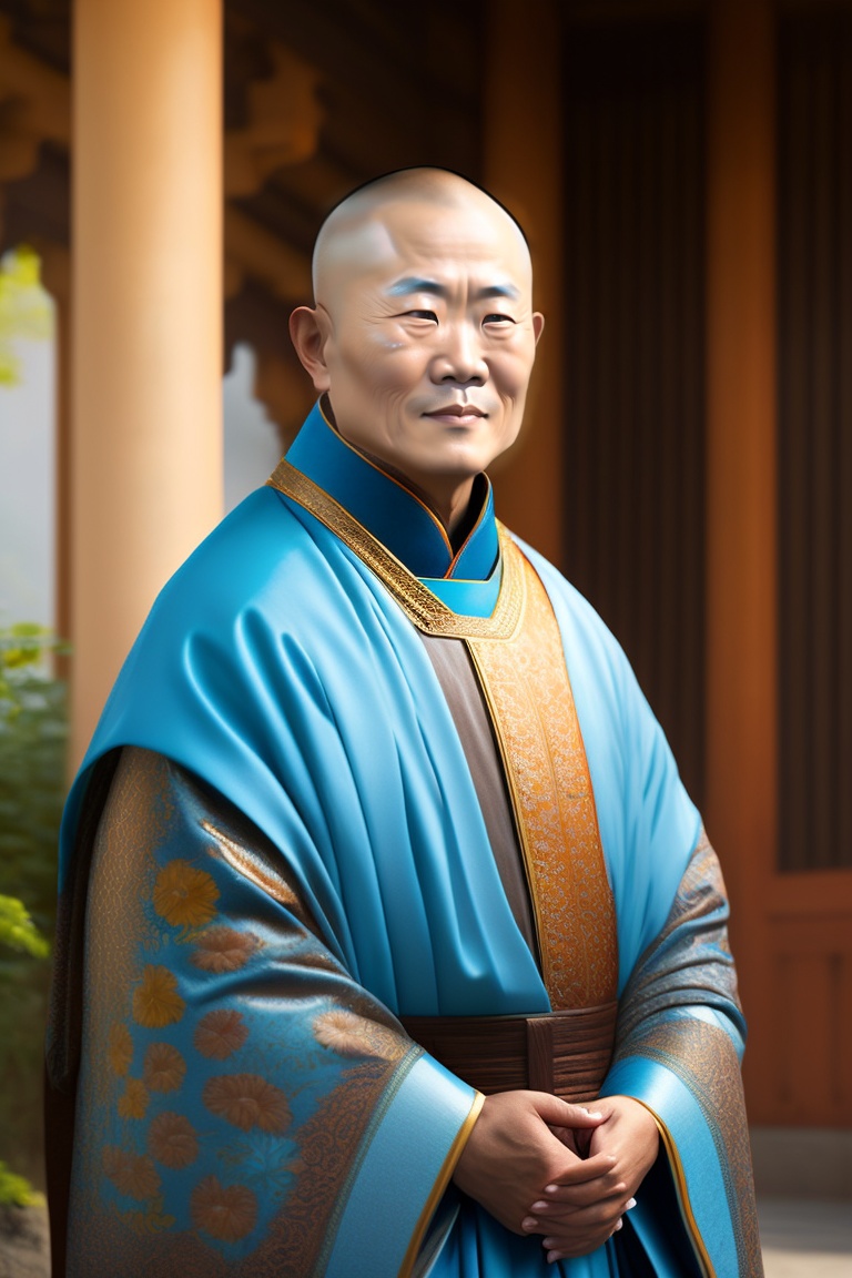 Lexica - A 45 years old monk of china, front facing serious look ...