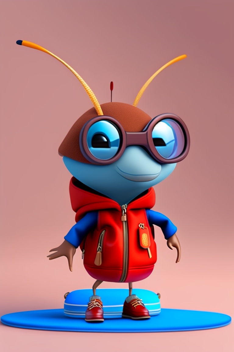 Lexica - Young brown ant wearing red clothes, brown shoes, blue ...