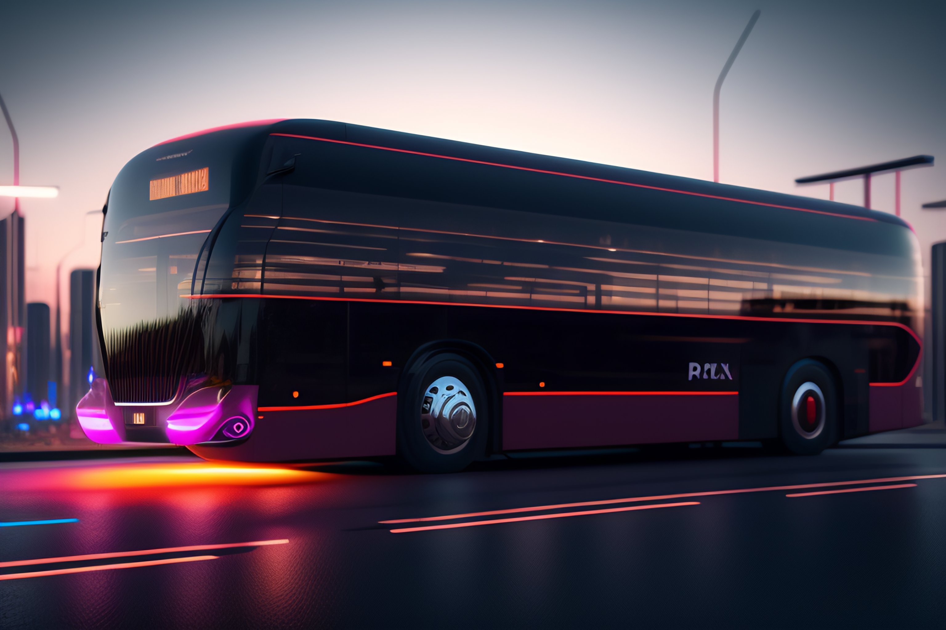 Lexica - Bus, cyberpunk, c4d render, product photography,