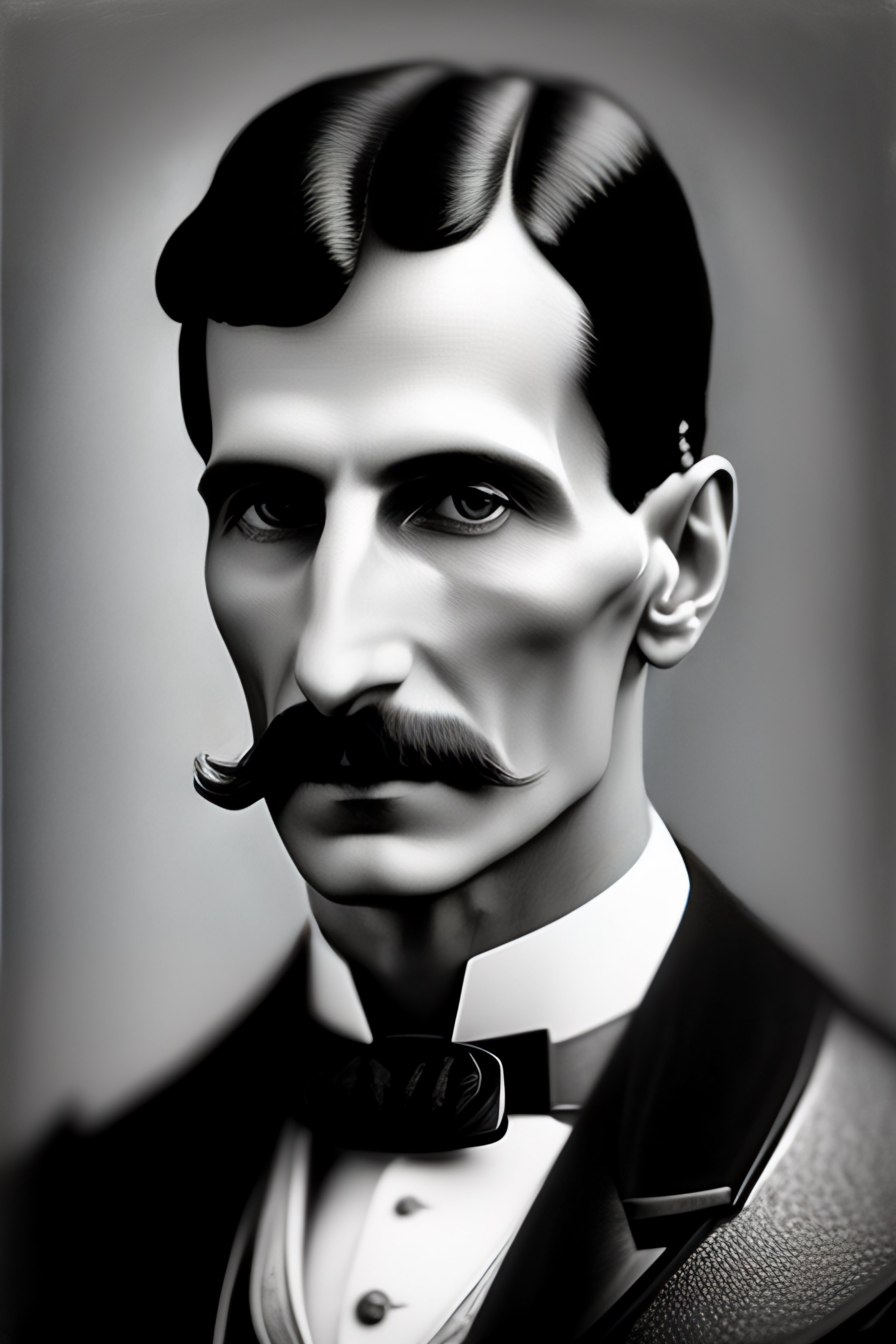 Lexica - Nikola tesla as realistic portrait, symmetrical, highly detailed