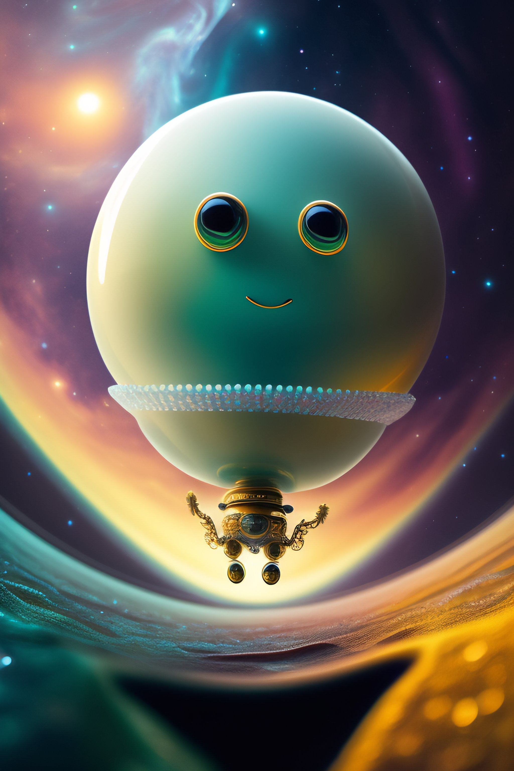 Lexica - A smiling alien with four legs and one hand under the see, a ...