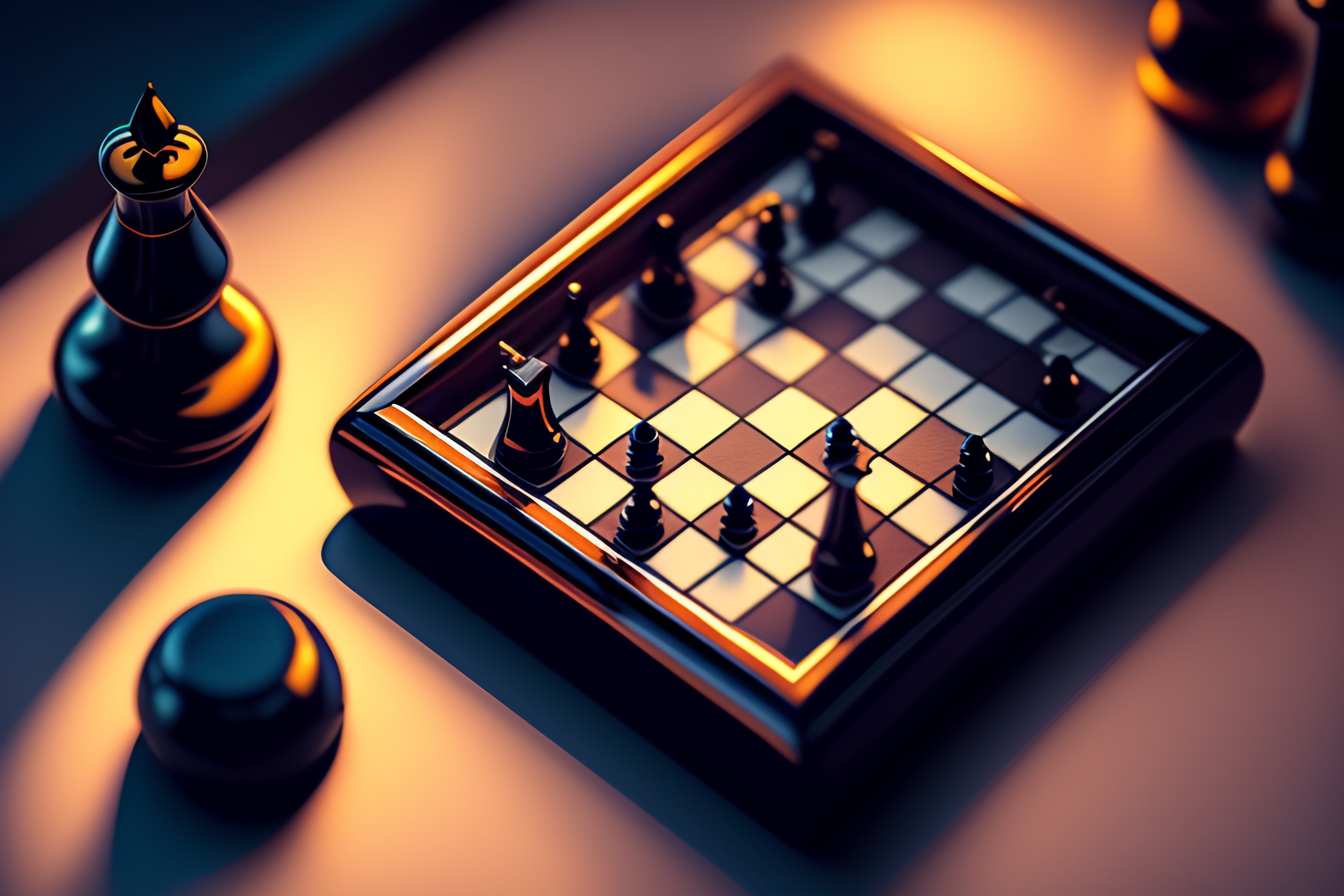 Lexica - A top view of a chess board with a chess timer, impressionist ...