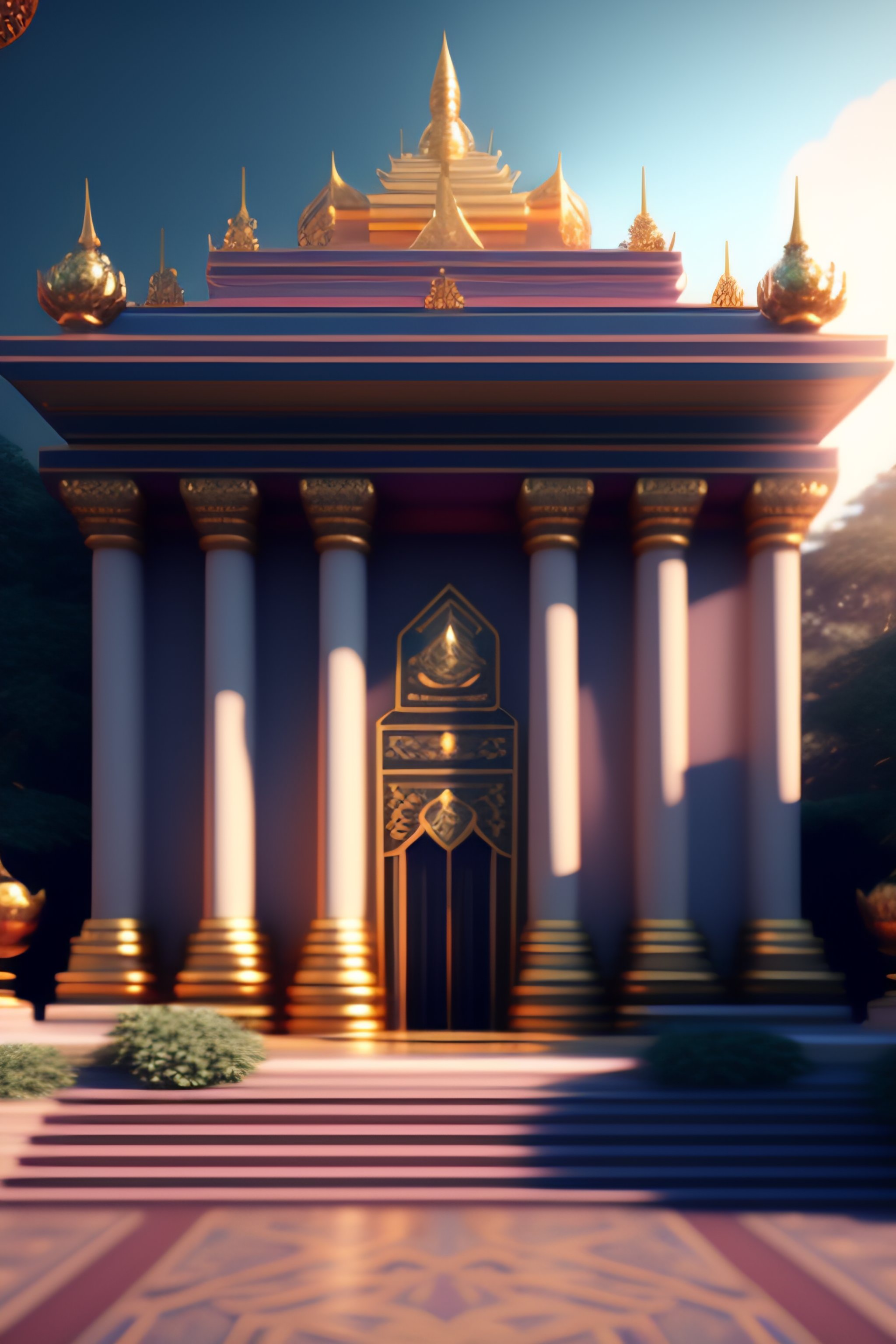 Lexica - A beautiful 3D matte painting of Goddess temple in heaven by ...