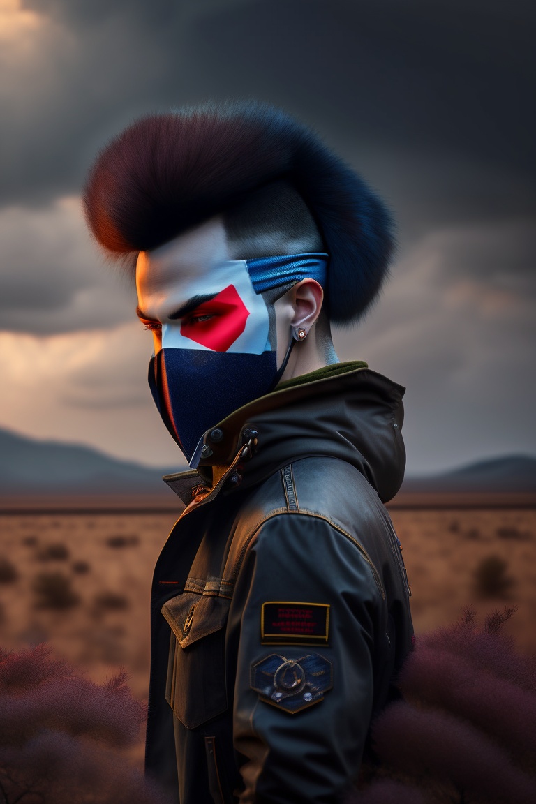 Lexica - The man with mask, street denim jacket in the style of ...