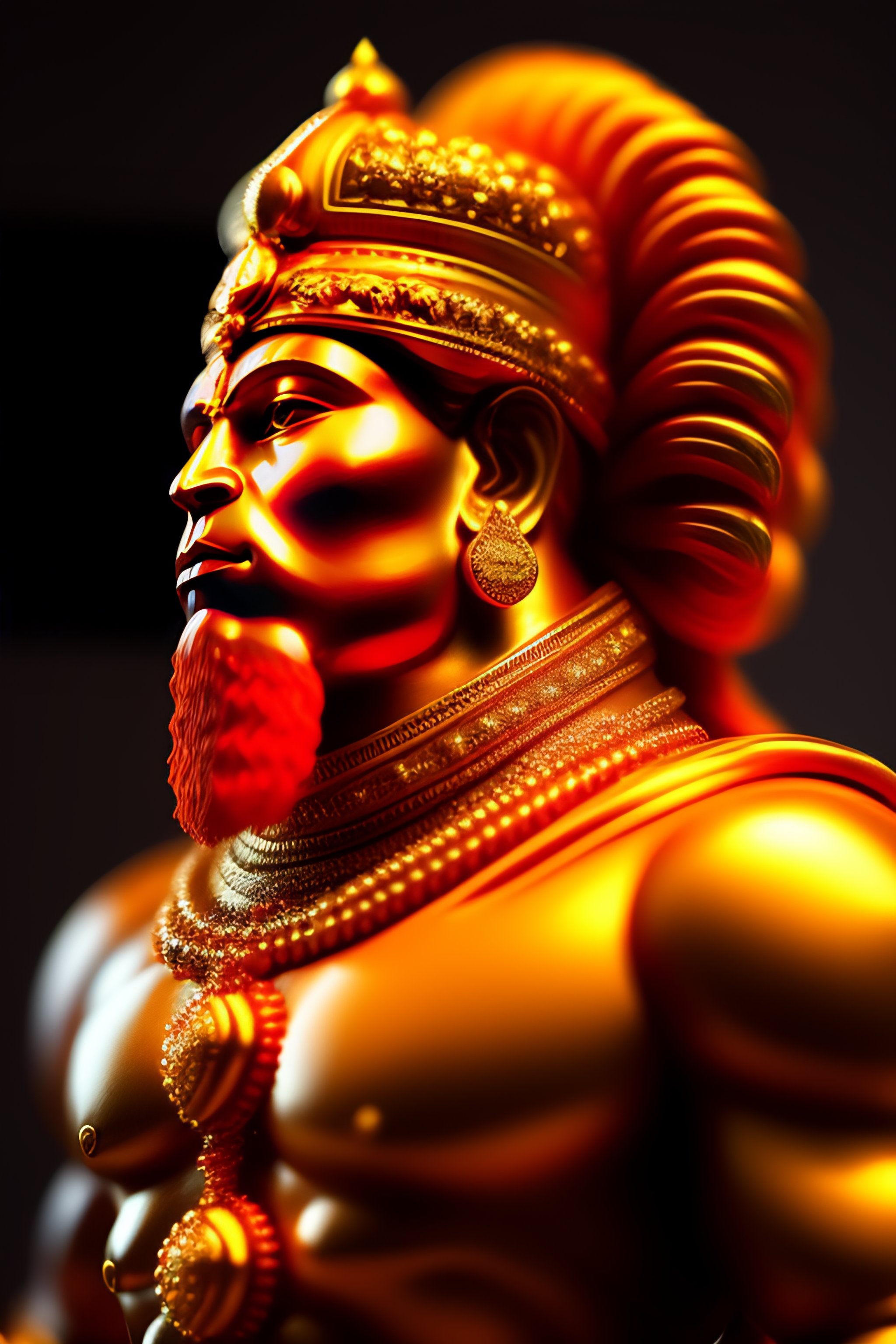 Lexica - HANUMAN , god with orange skin with gold adornments, XF IQ4, f ...