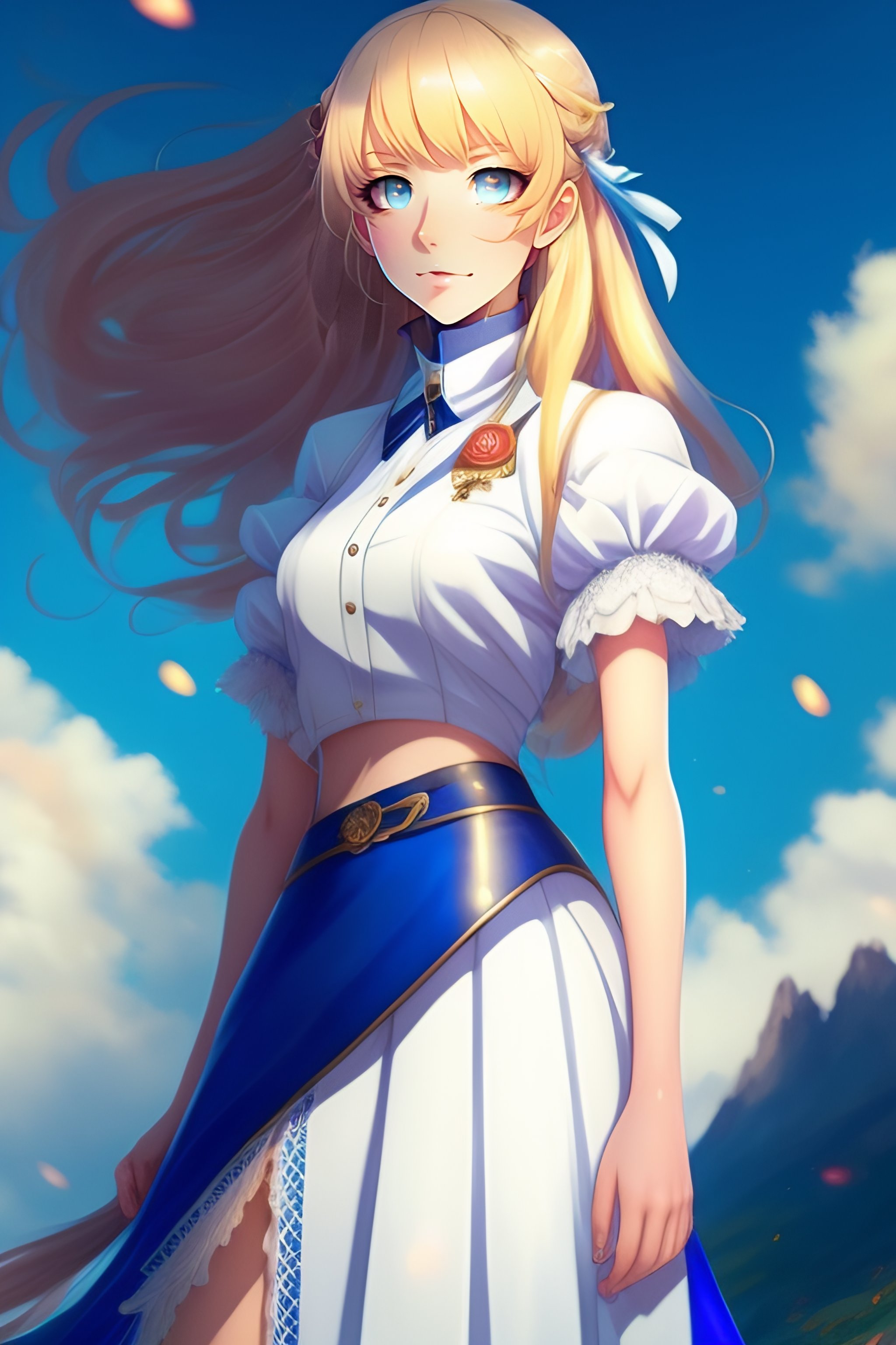 Lexica - FGO anime girl Blond, long hair, blue eyes and a pretty smile ...