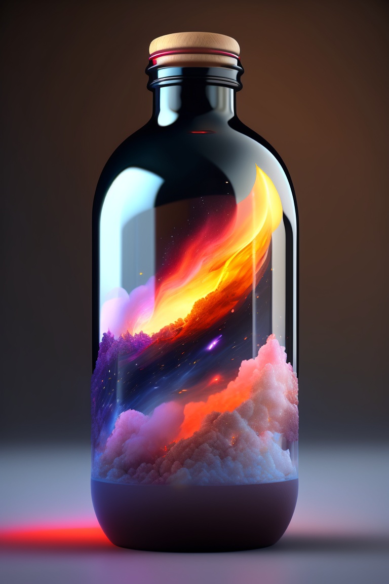 Lexica - Exploding nebula inside a glass bottle, unreal engine render