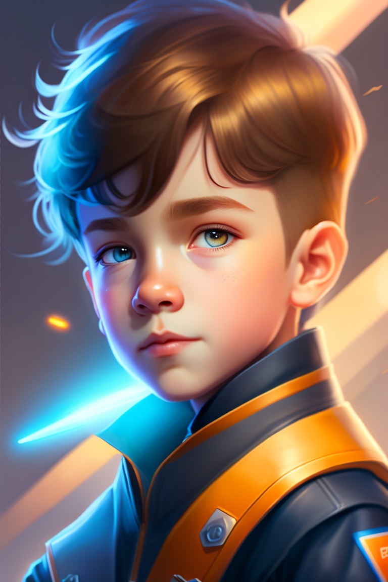 Lexica - Closeup portrait of 4 year old boy, short light brown hair ...