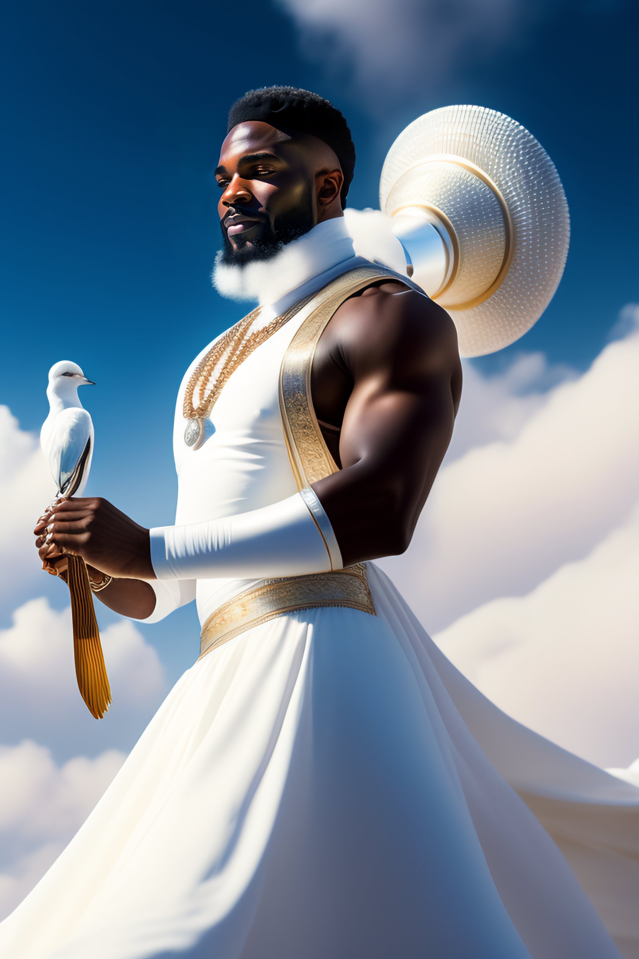 Lexica - Beautiful black man with white beard wearing white turban on ...