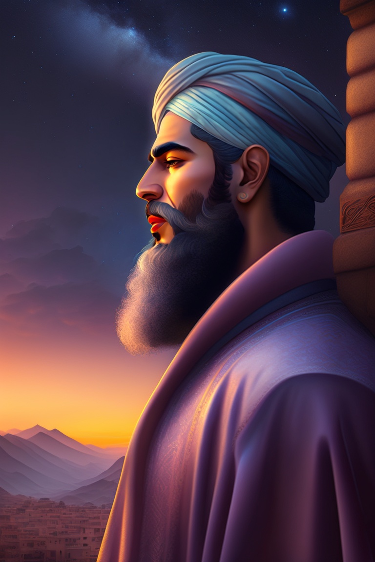 Lexica - A pious muslim arab man of ancient times with a beard standing ...