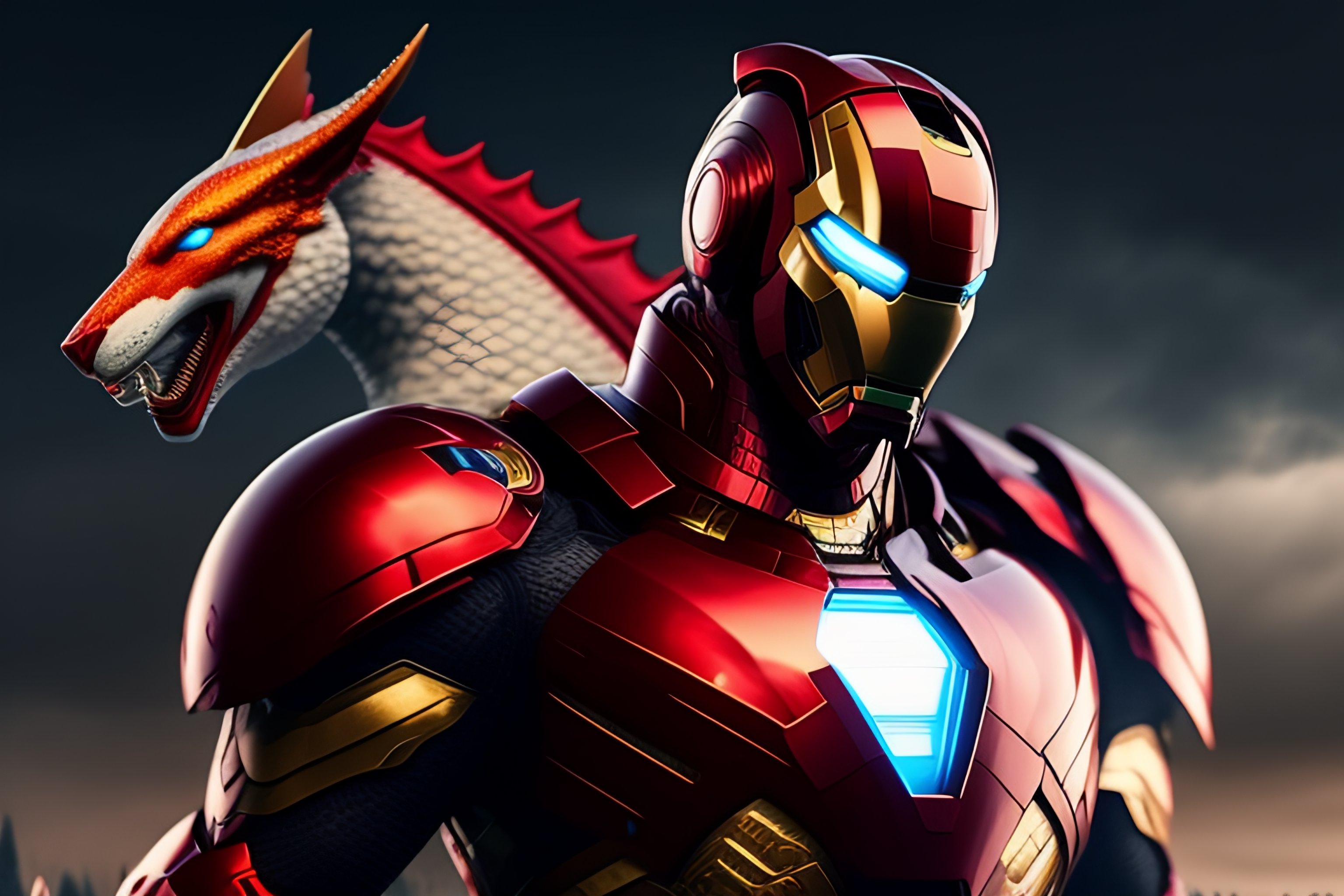 Lexica - Vladimir putin as ironman riding a dragon, 8k, futuristic