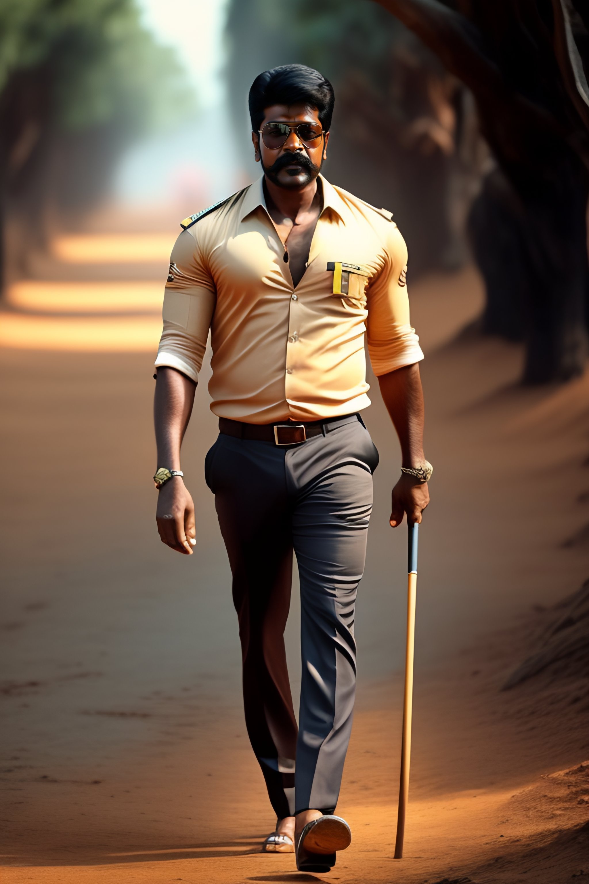 Lexica - Actor Vijay walking with the stick