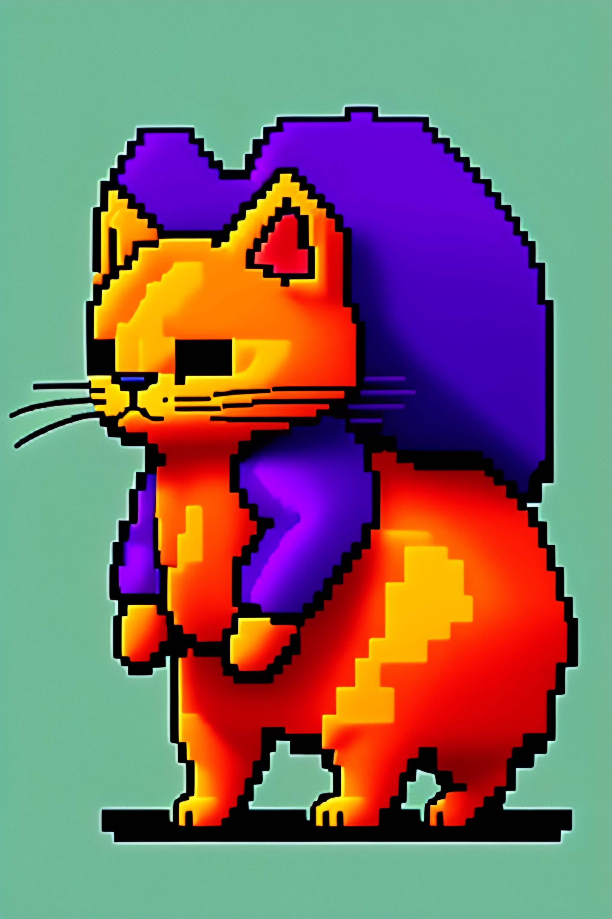 Lexica - A super nintendo 16-bit pixel cat, happy, orange body, purple ...
