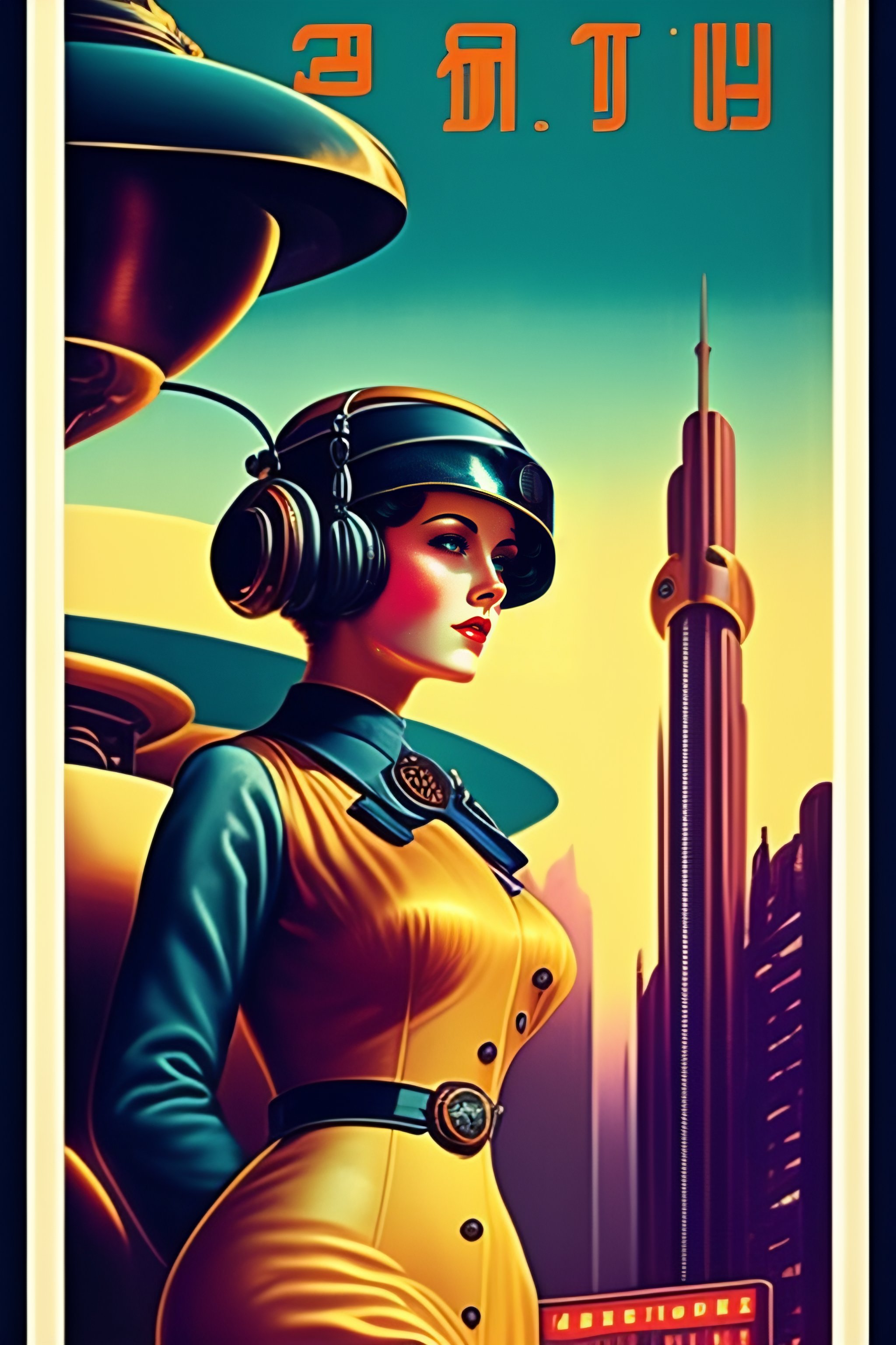 Lexica - Futuristic Vintage Medium Shot 1920's Poster with Cyberpunk ...