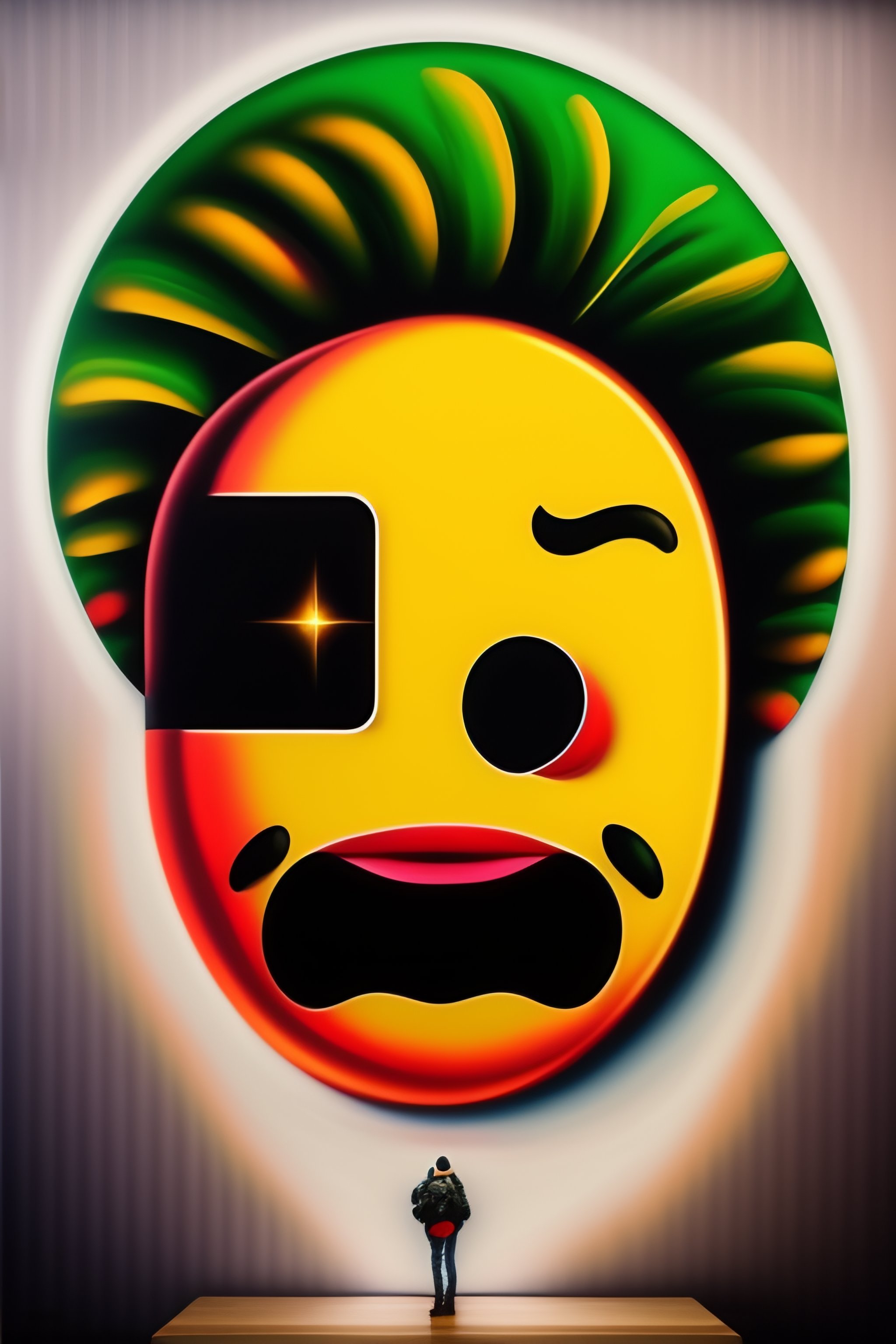 Lexica - Emoji zany face graffiti 2d painting