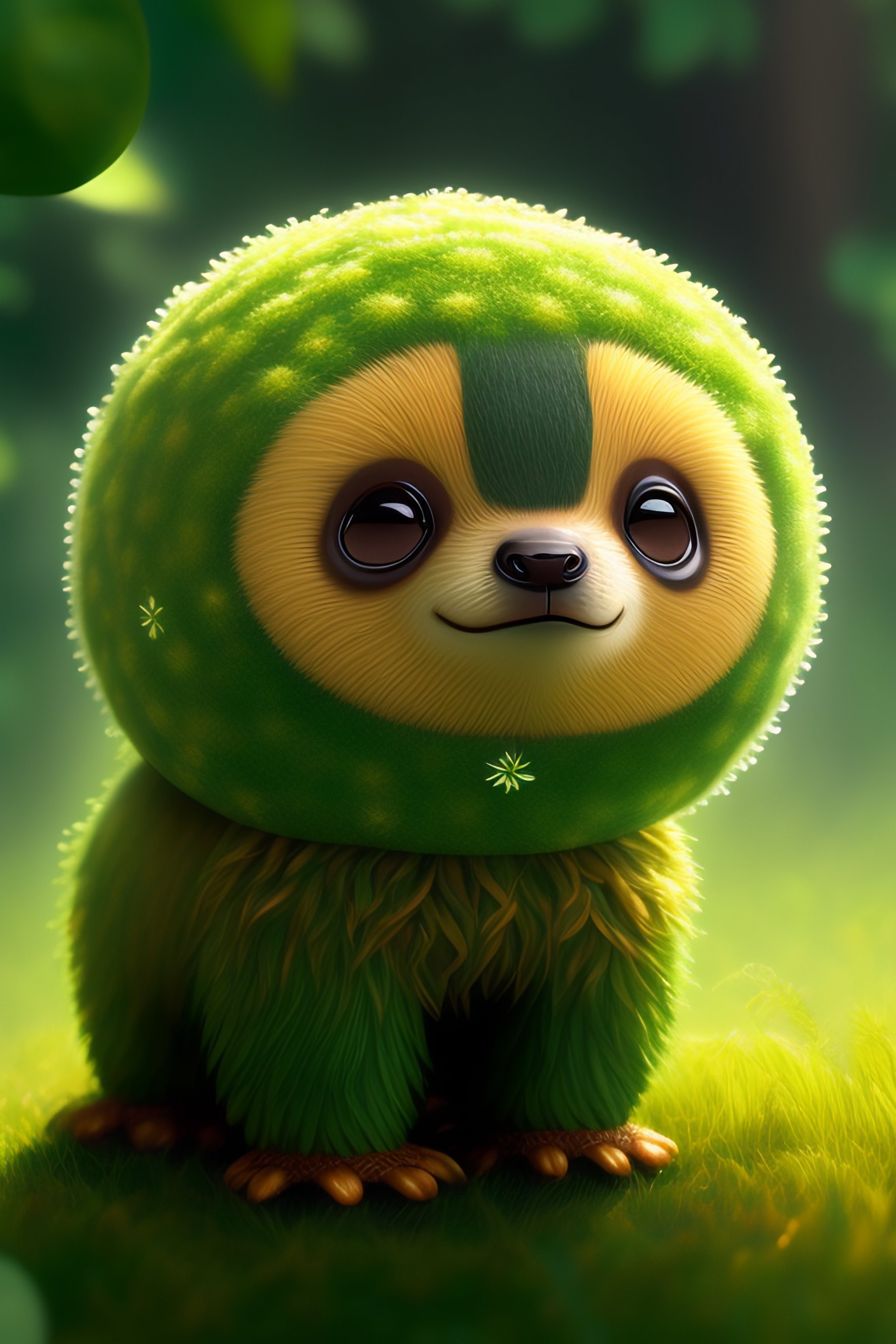 Lexica - An adorable grass type sloth with large, dazzling eyes and a ...