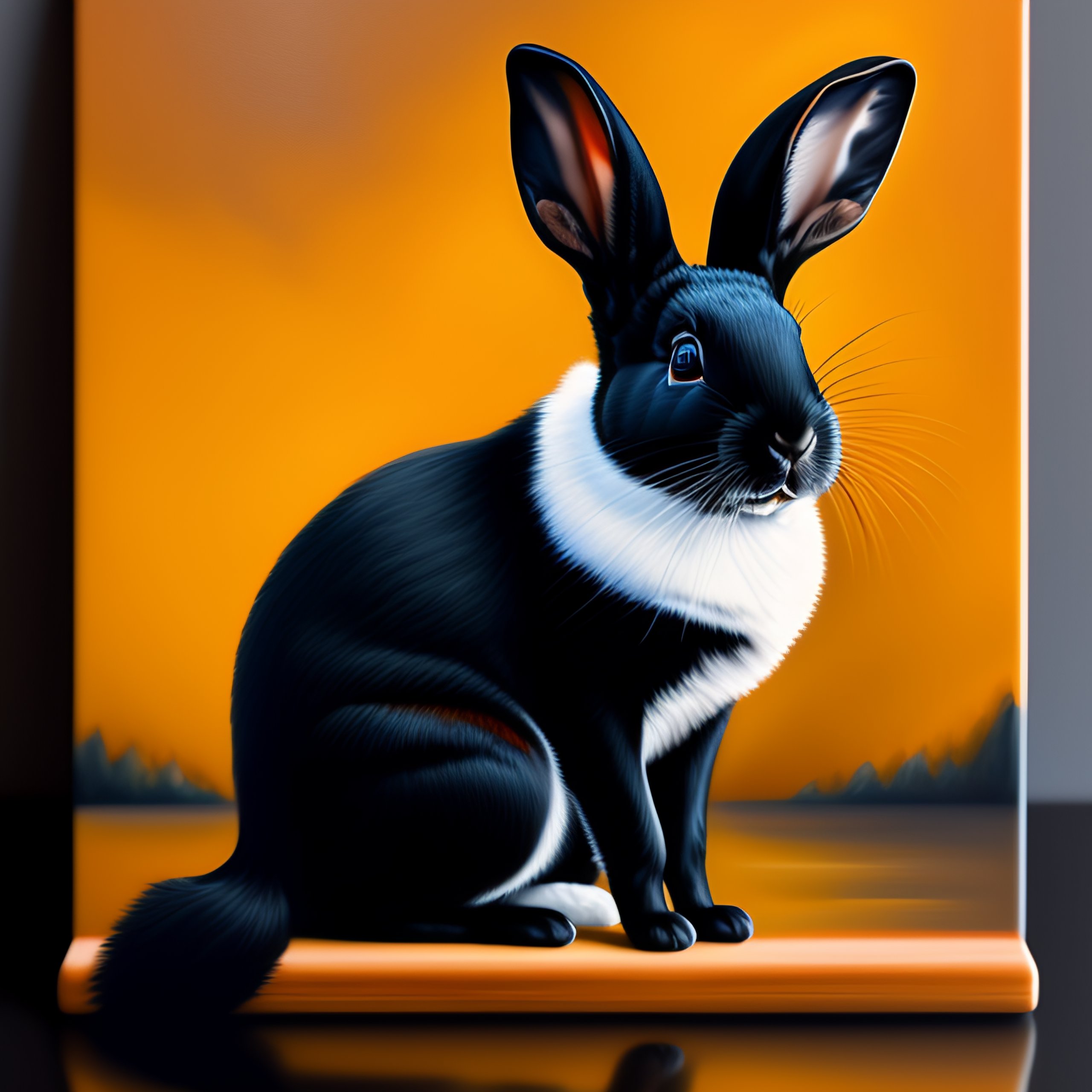 Lexica - Black rabbit, bitcoin ear ring, oil painting