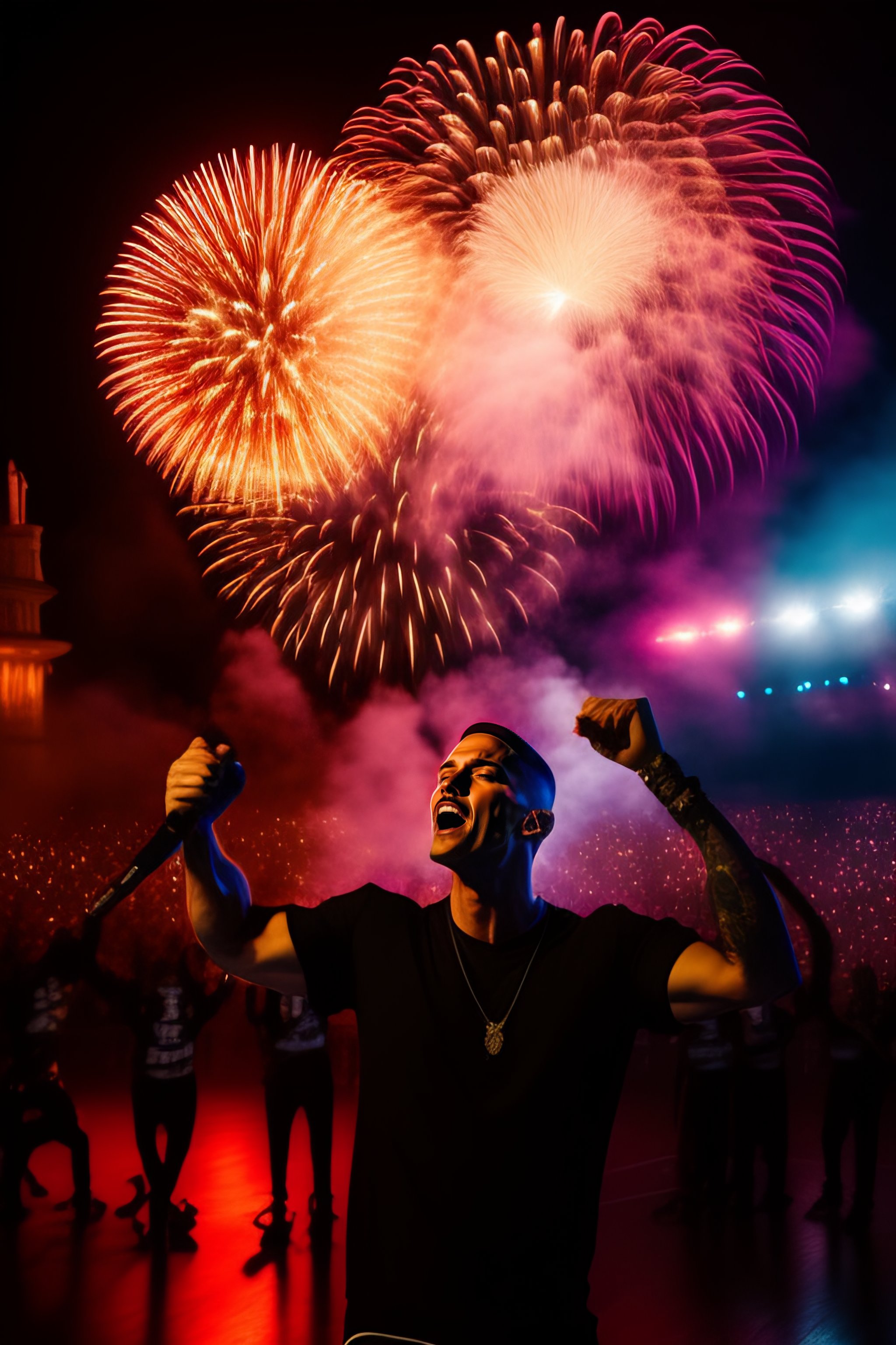 Lexica - Photo of eminem dancing with snakes, fireworks in the ...