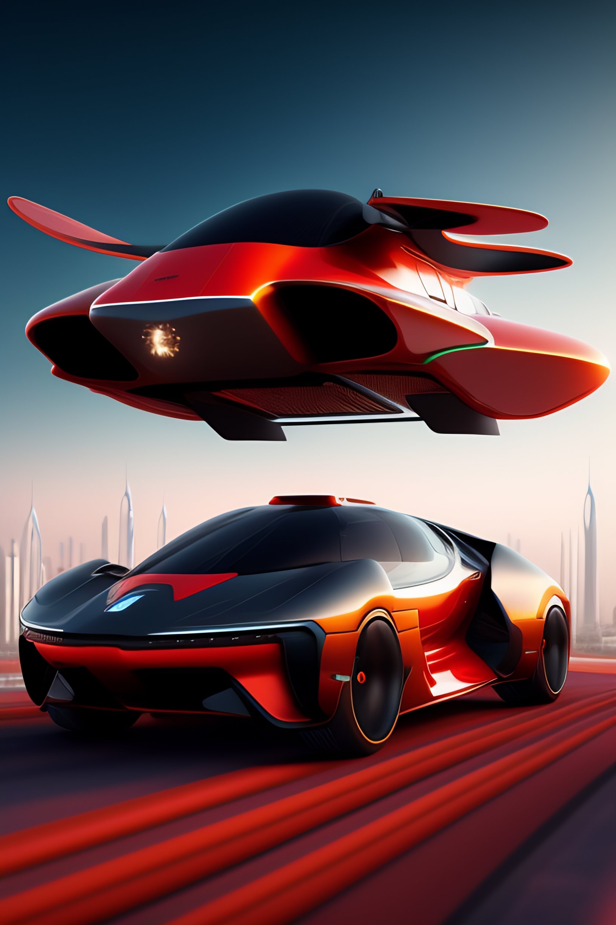Lexica - Futuristic, flying car, realistic, flying above city of dubai ...