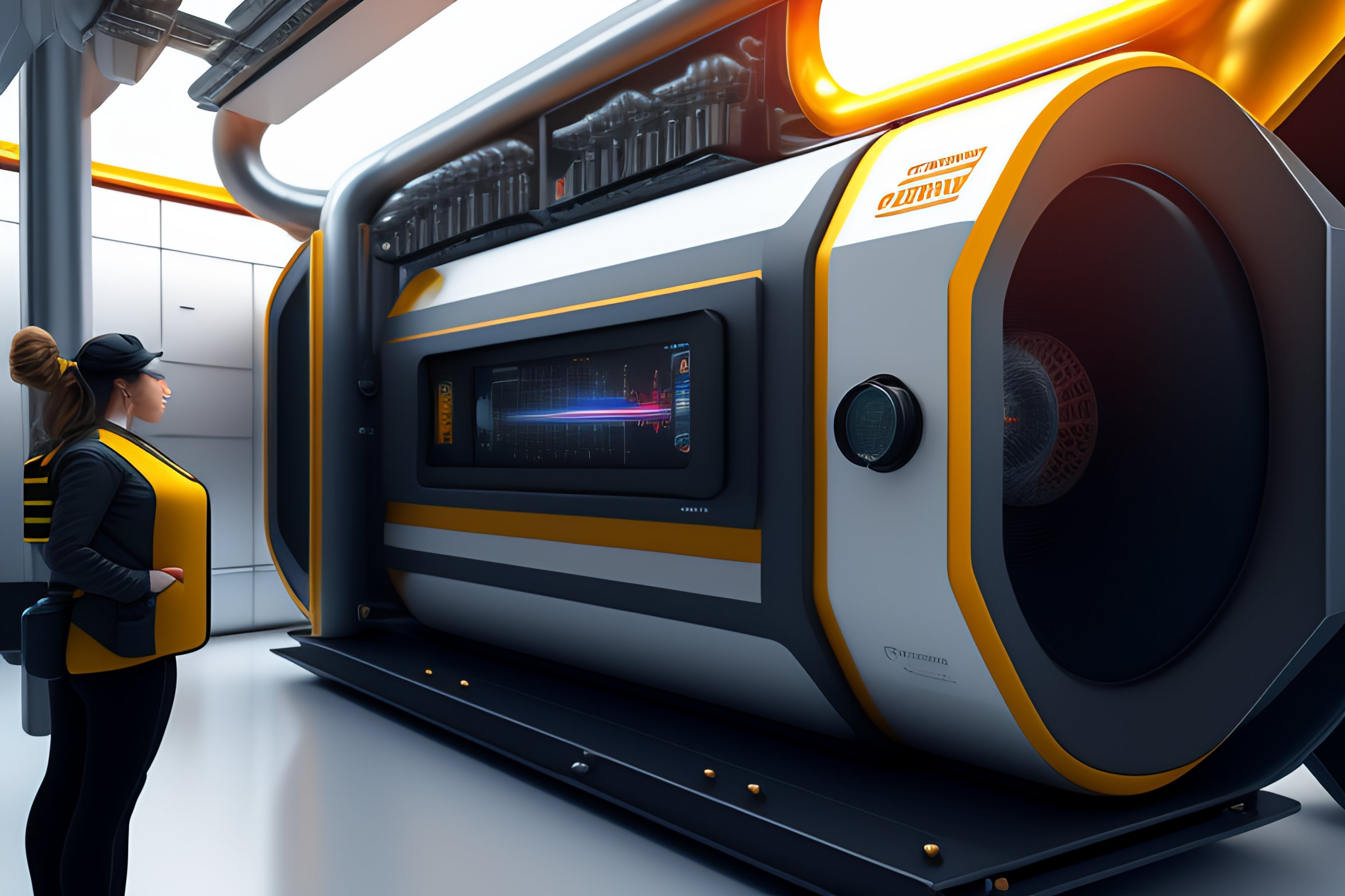 Lexica - A woman next to a mass spectrometer, digital art, highly ...