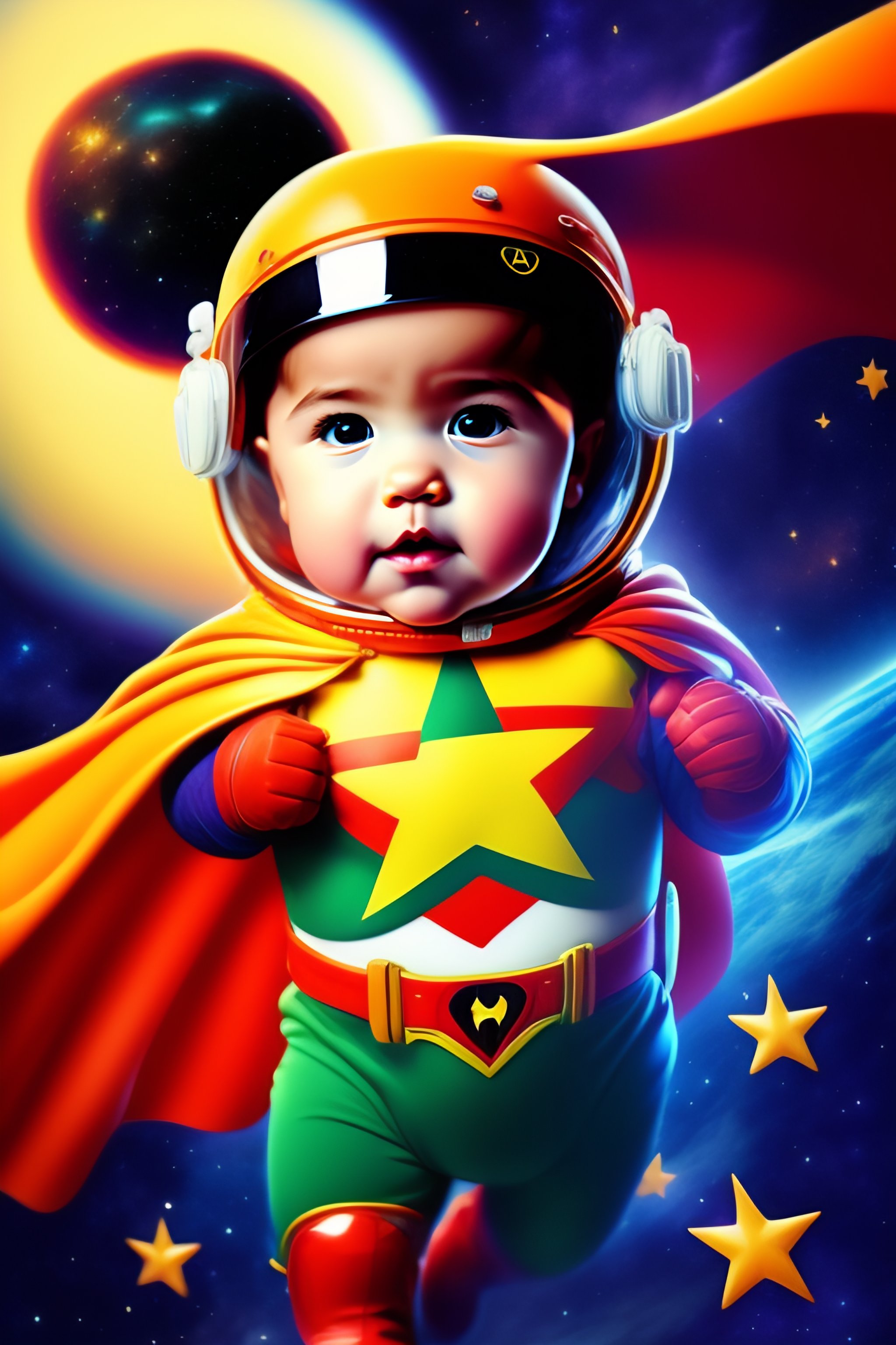 Lexica - Cute superhero baby in space