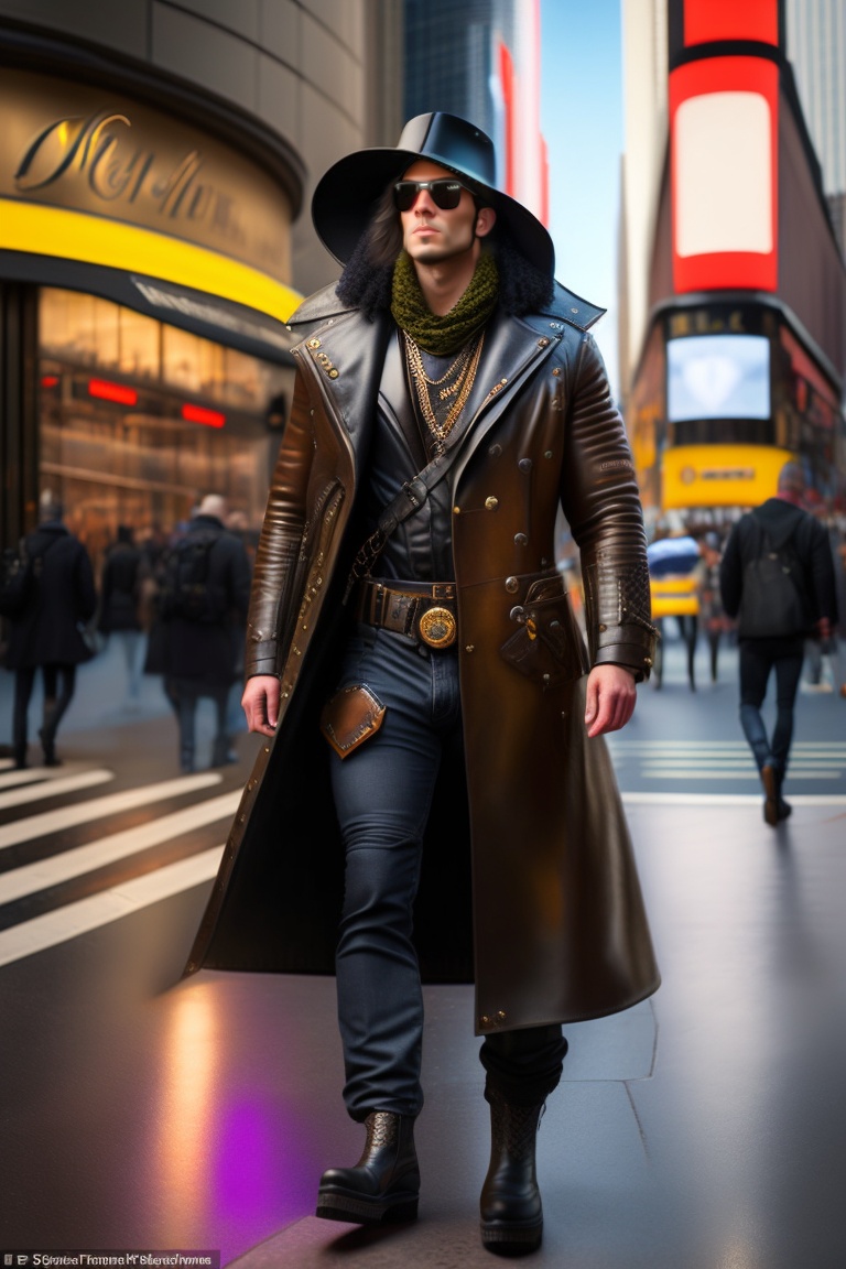 Lexica - Modern day outlaw on times square but post apocalyptic like ...