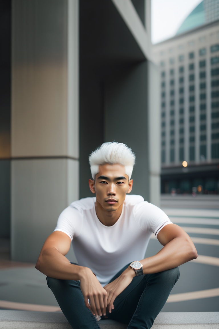 Lexica - Portrait of haute couture male southeast asian with pale white ...