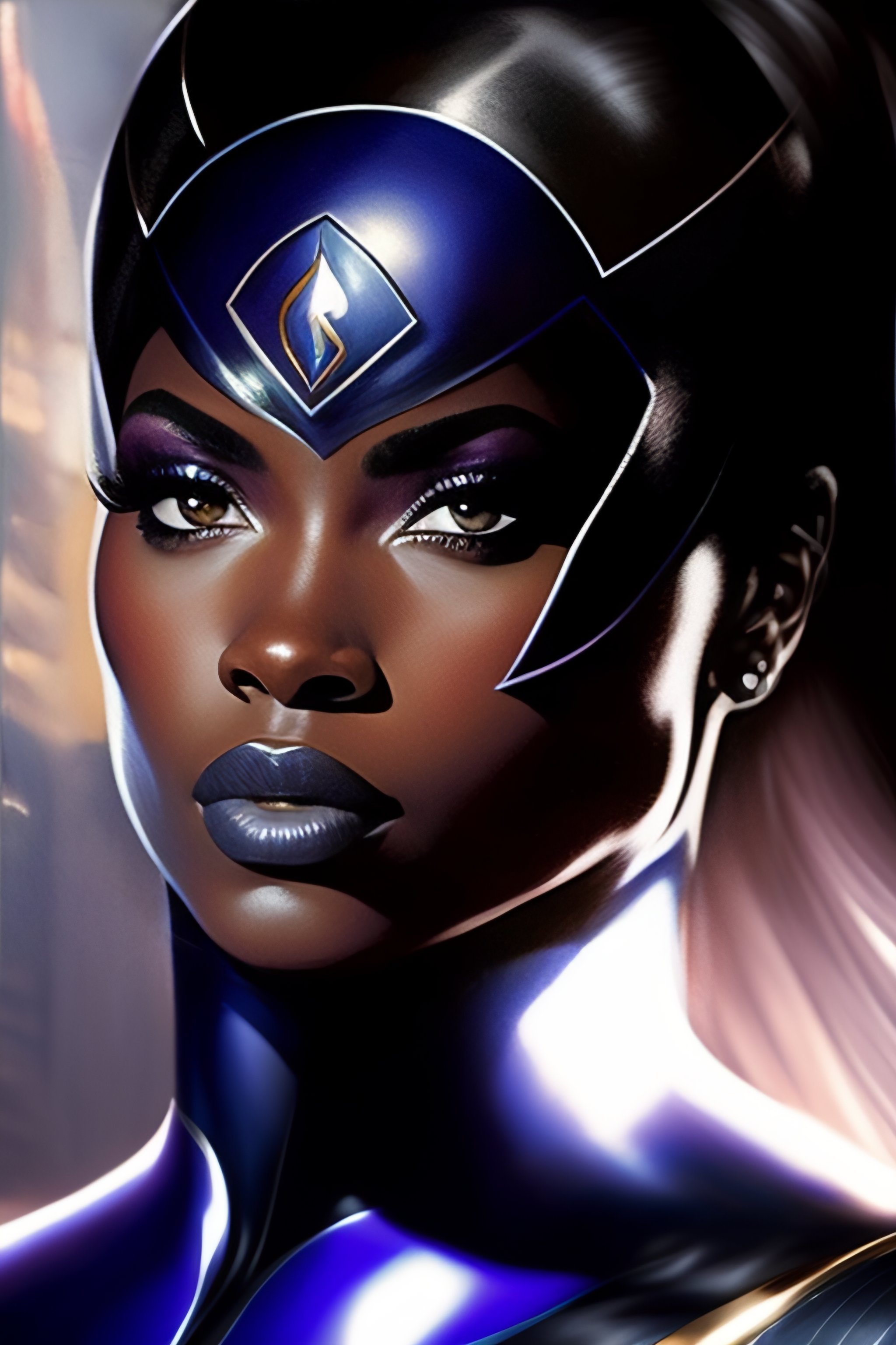 Lexica - Black female blue lantern superhero, concept art by Alex Ross