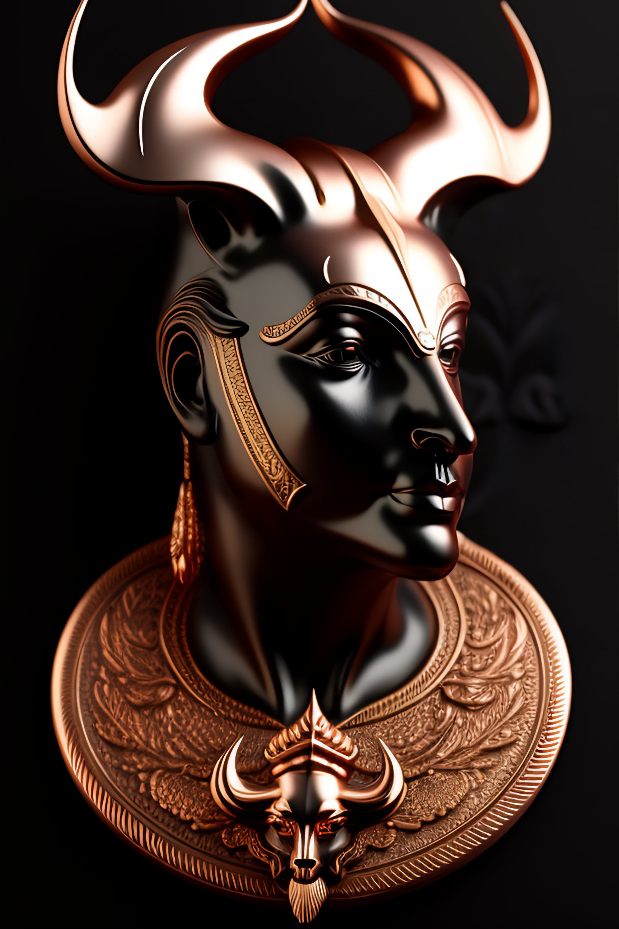 Lexica - Create a carved face of baphomet black and rosegold portrait