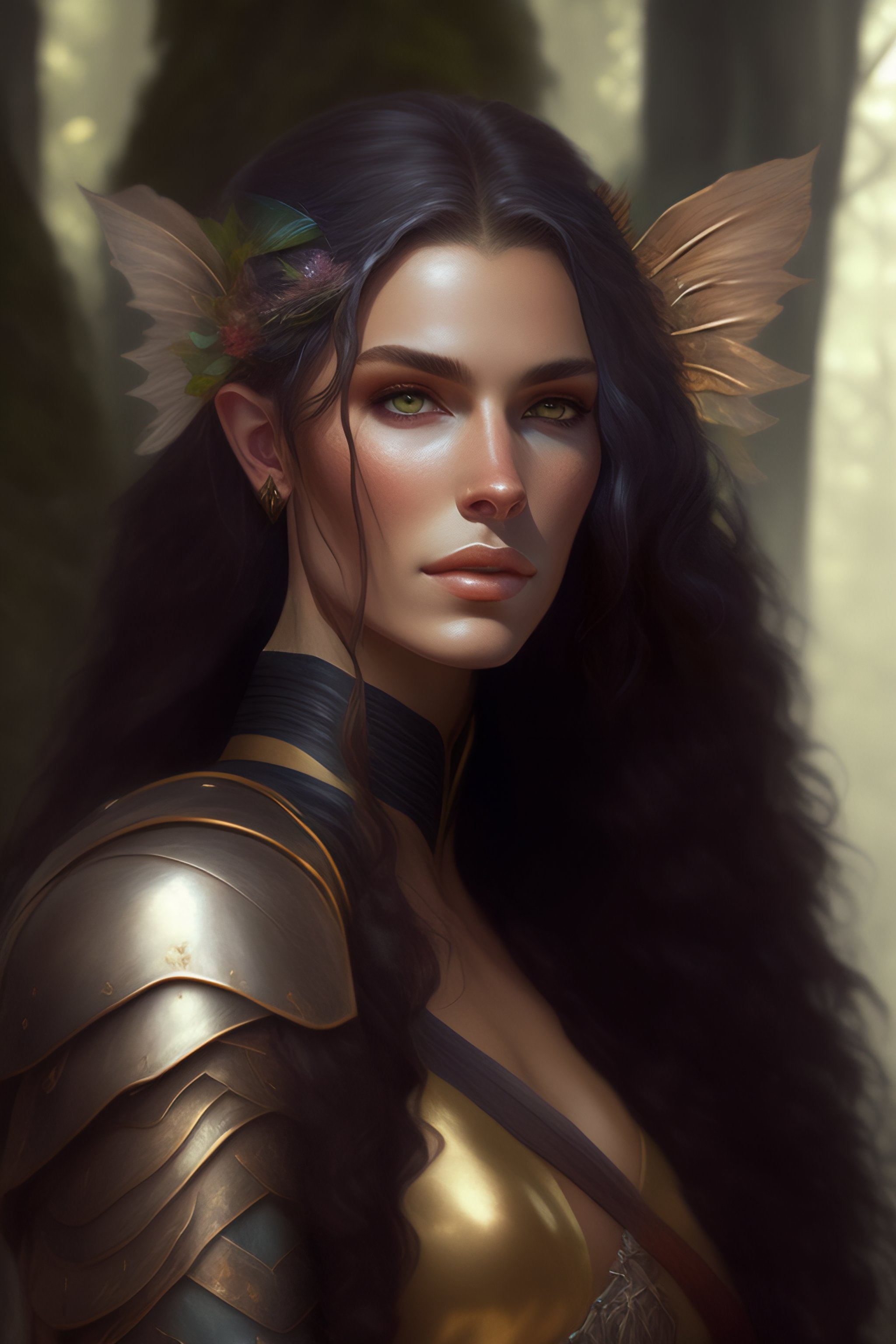 Lexica - Portrait of a beautiful fit elf ranger, leather armor, elf ...
