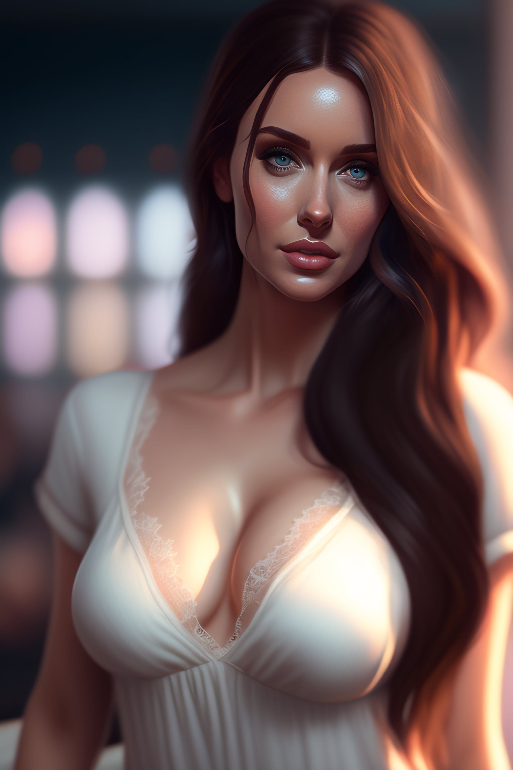 Lexica - Brunette Christina Hendricks, full body, nightie, barefoot, feet, kim kardashian ...