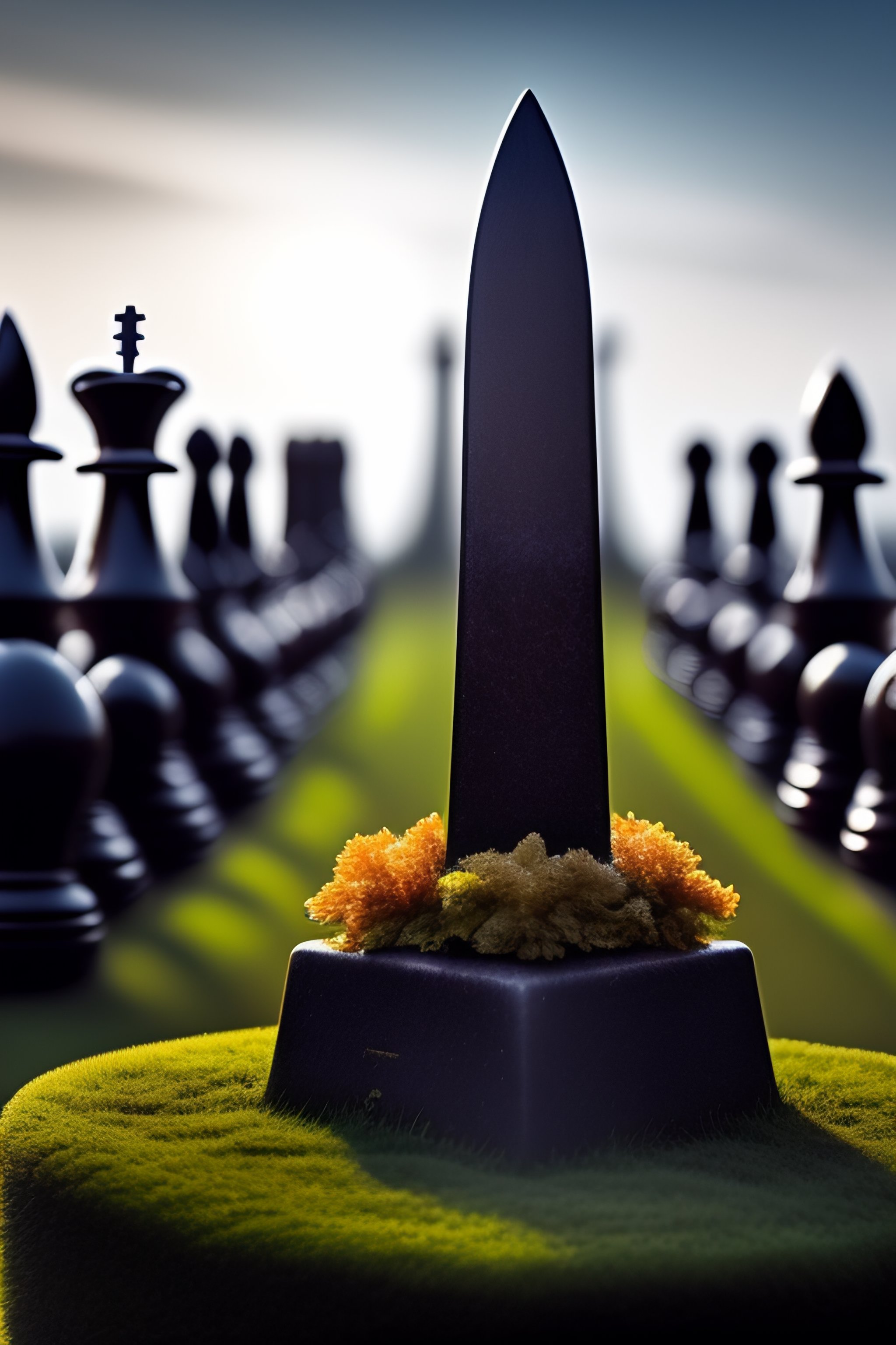 Lexica - A gravestone with a rook, a knight and a queen from the game ...