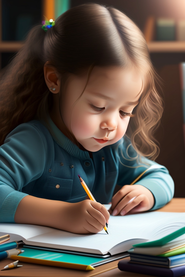 Lexica - A girl sitting at a desk and doing math tasks, the numbers are ...