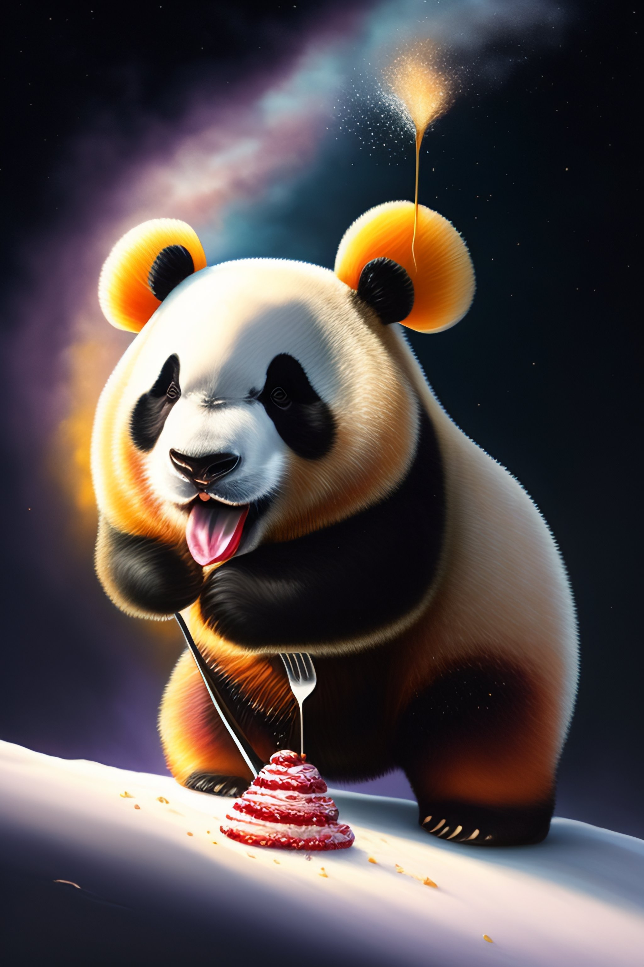 Lexica - Panda eating pancakes